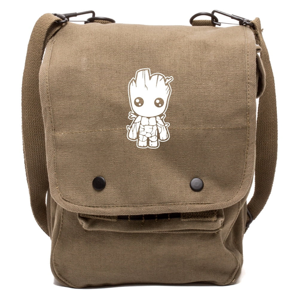 Baby Groot Guardians of the Galaxy Crossbody Travel Map Bag Case, Olive ...
