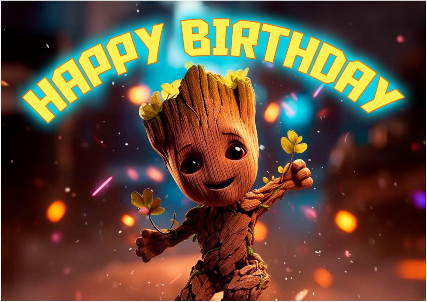 Baby Groot Happy Birthday Edible Image Cake Topper For Quarter Sheet ...
