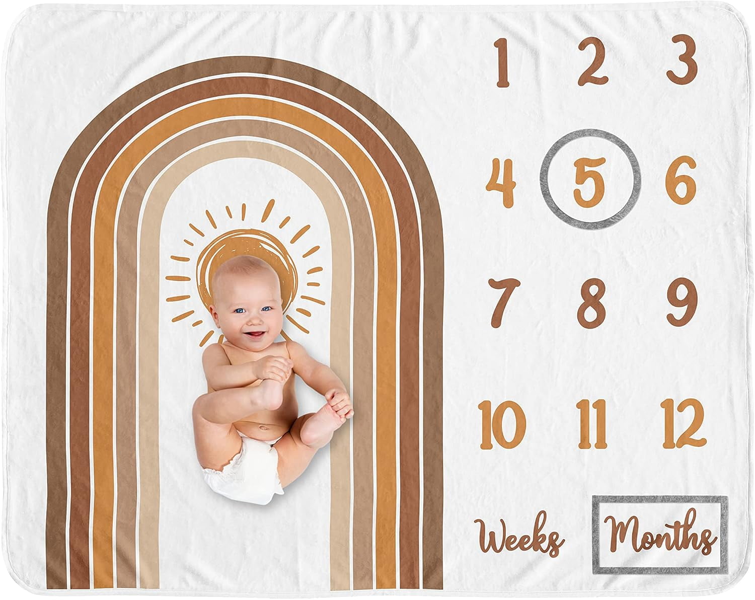 Baby Growth Milestone Recording Blanket – Rainbow-themed Weekly and ...