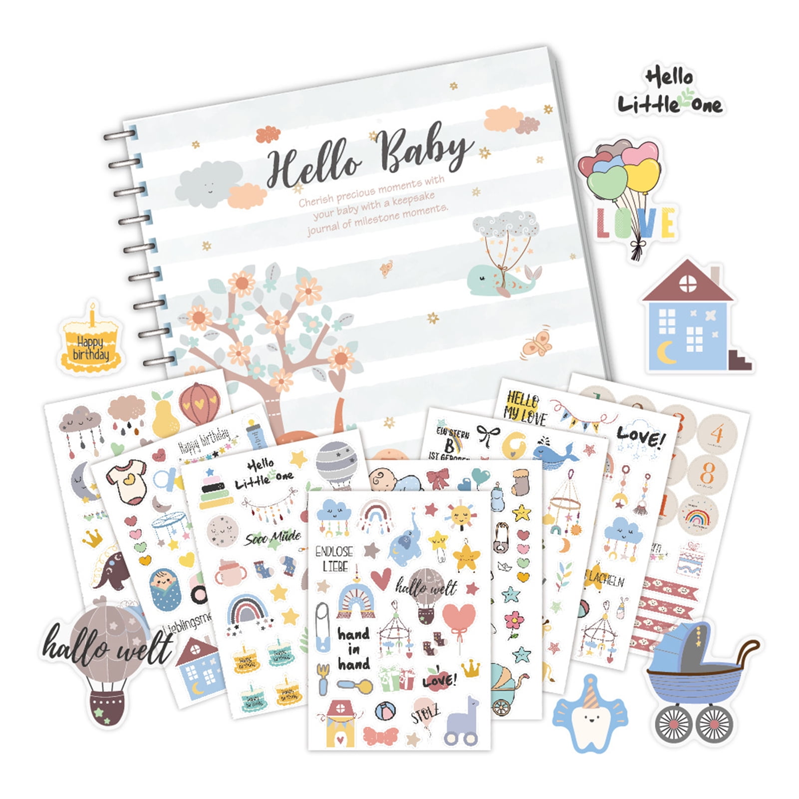 Baby Growth Record Book Scrapbook Stickers Story-Like Baby Milestone ...