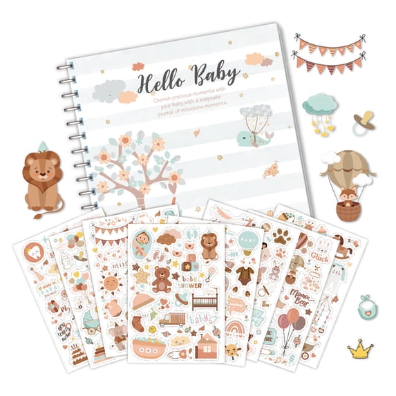 Baby Growth Record Book Scrapbook Stickers Story-Like Baby Milestone ...
