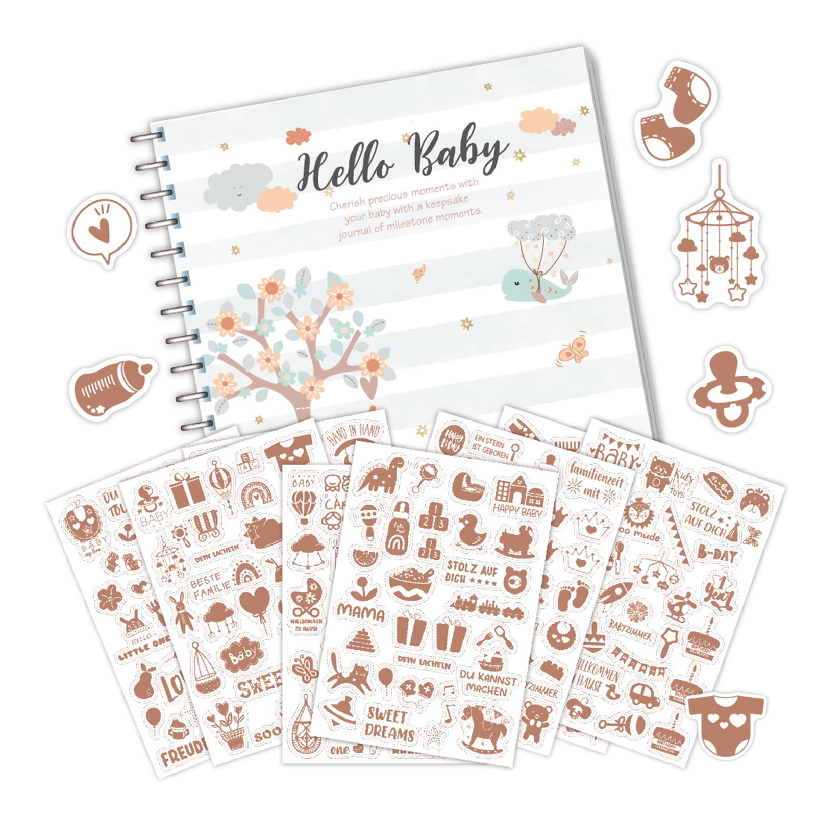 Baby Growth Record Book Scrapbook Stickers Story-Like Baby Milestone ...