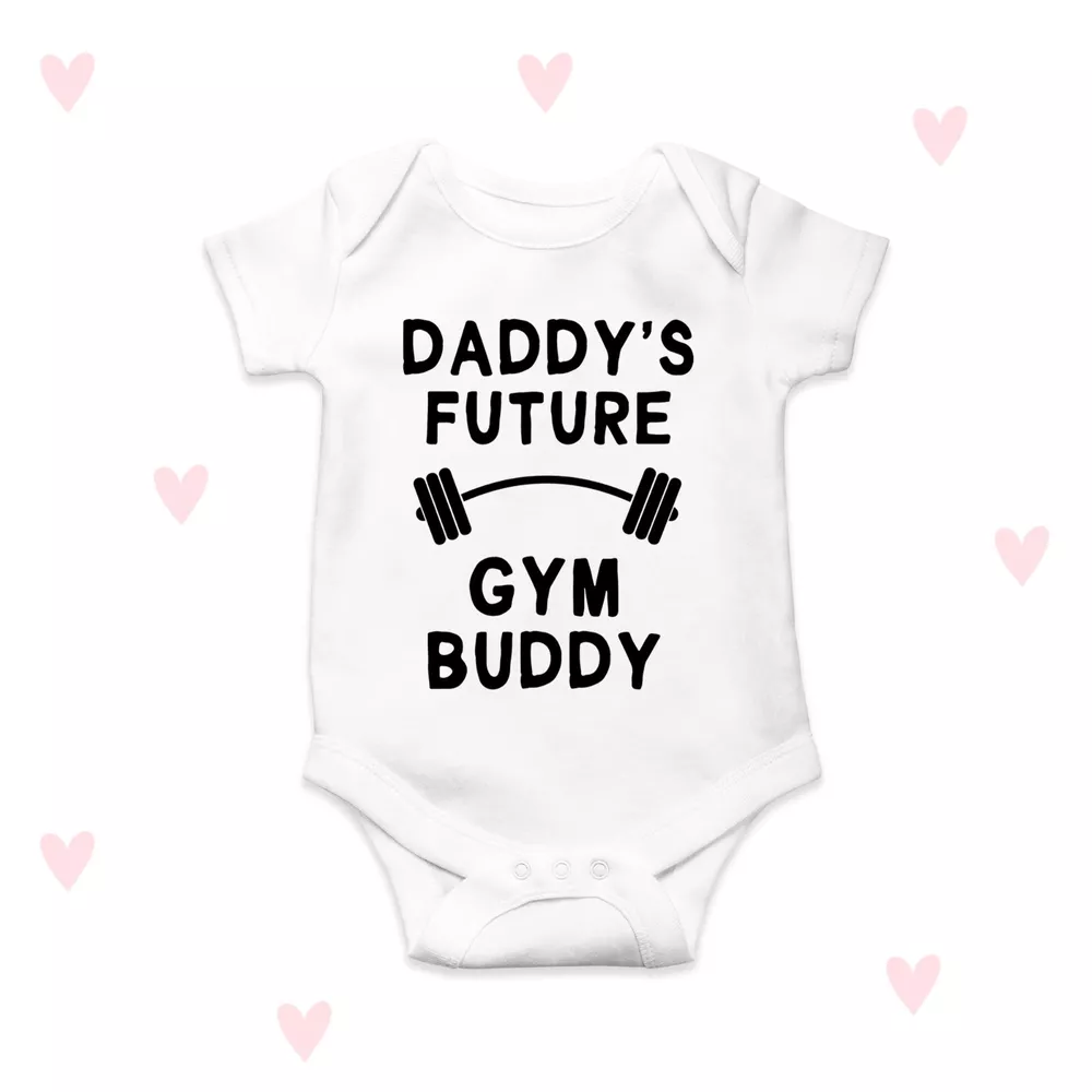 Baby Gym Daddy Weightlifting Gym Buddy Funny Baby Grow Clothes Boys ...