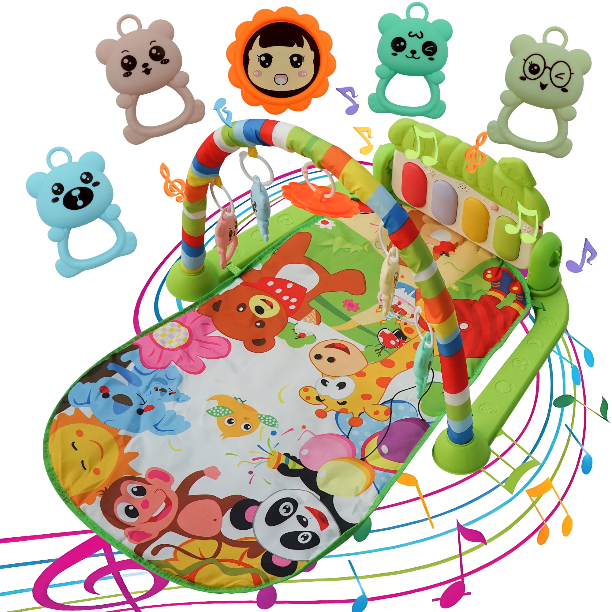 Baby Gym Mat, Baby Play Mat Activity Center with Kick and Play Piano ...