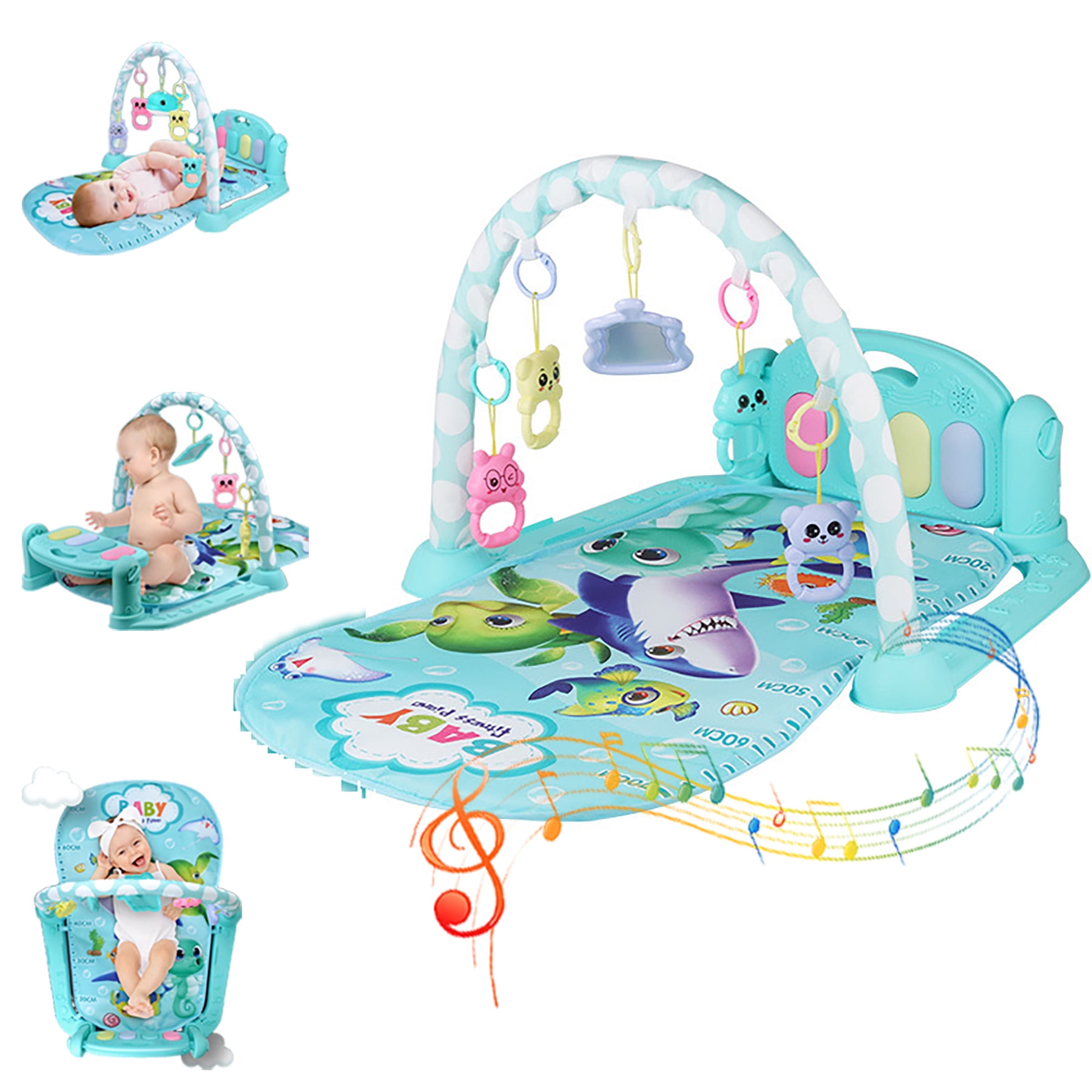 Baby Gym Play Mat 3 in 1 Fitness Music and Lights Fun Piano Activity ...
