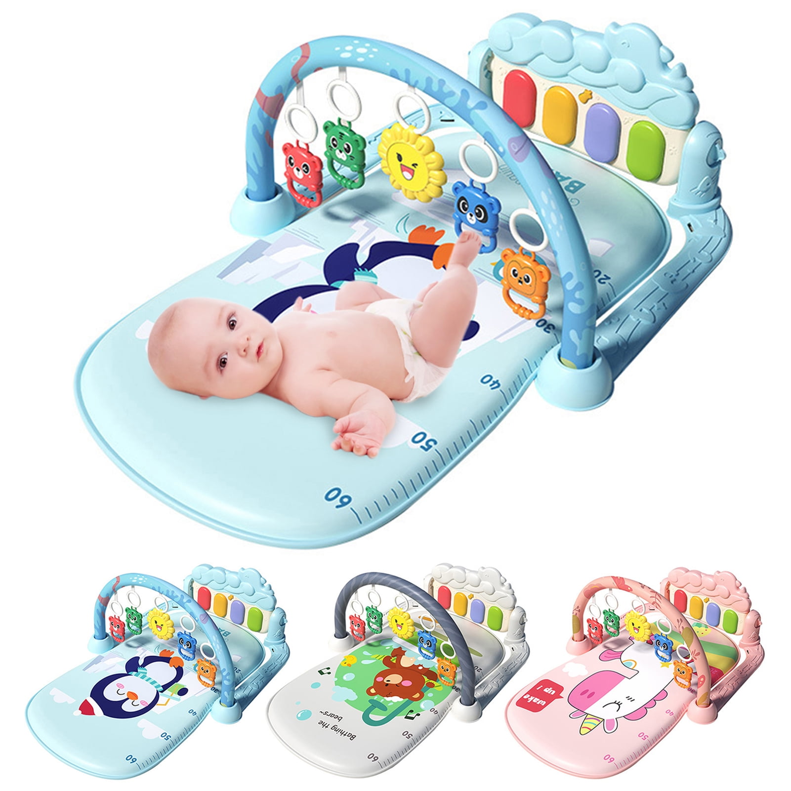 Baby Gym Play Mat And Piano Gym with Tummy Time Mat Interactive Musical ...