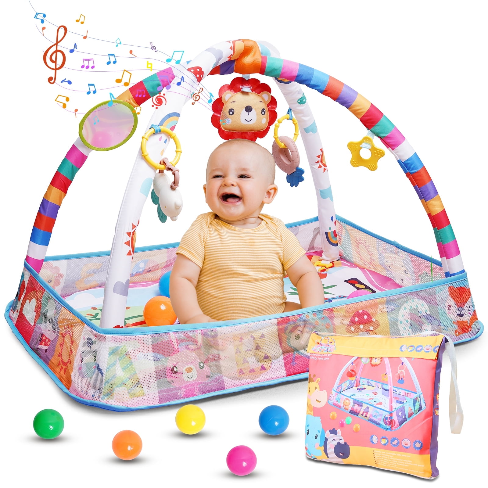 Baby Gym Play Mat, Tummy Time Mat & Activity Gym, Infant Play Mat with ...