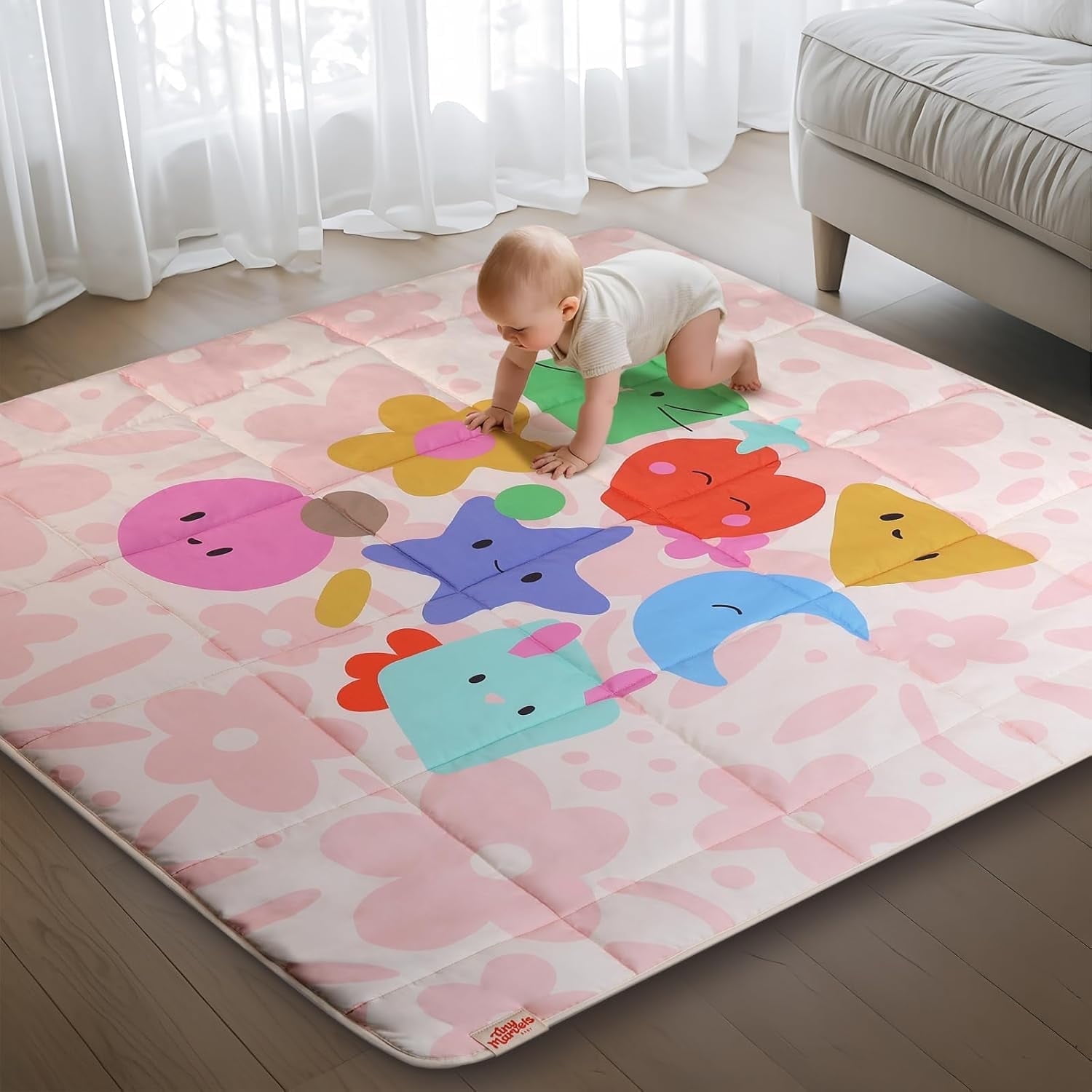 Tiny Marvels Baby Play Mat for Floor, Super Soft, Non-Slip, Fits 50x50 ...