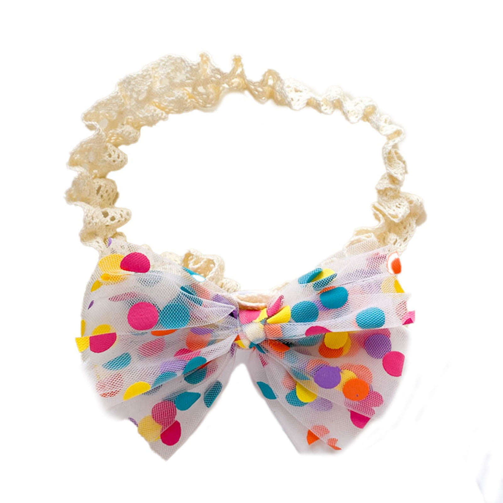 Baby Hair Bow Rainbow Color Dot Pattern Elastic Soft Infant Hair Band ...