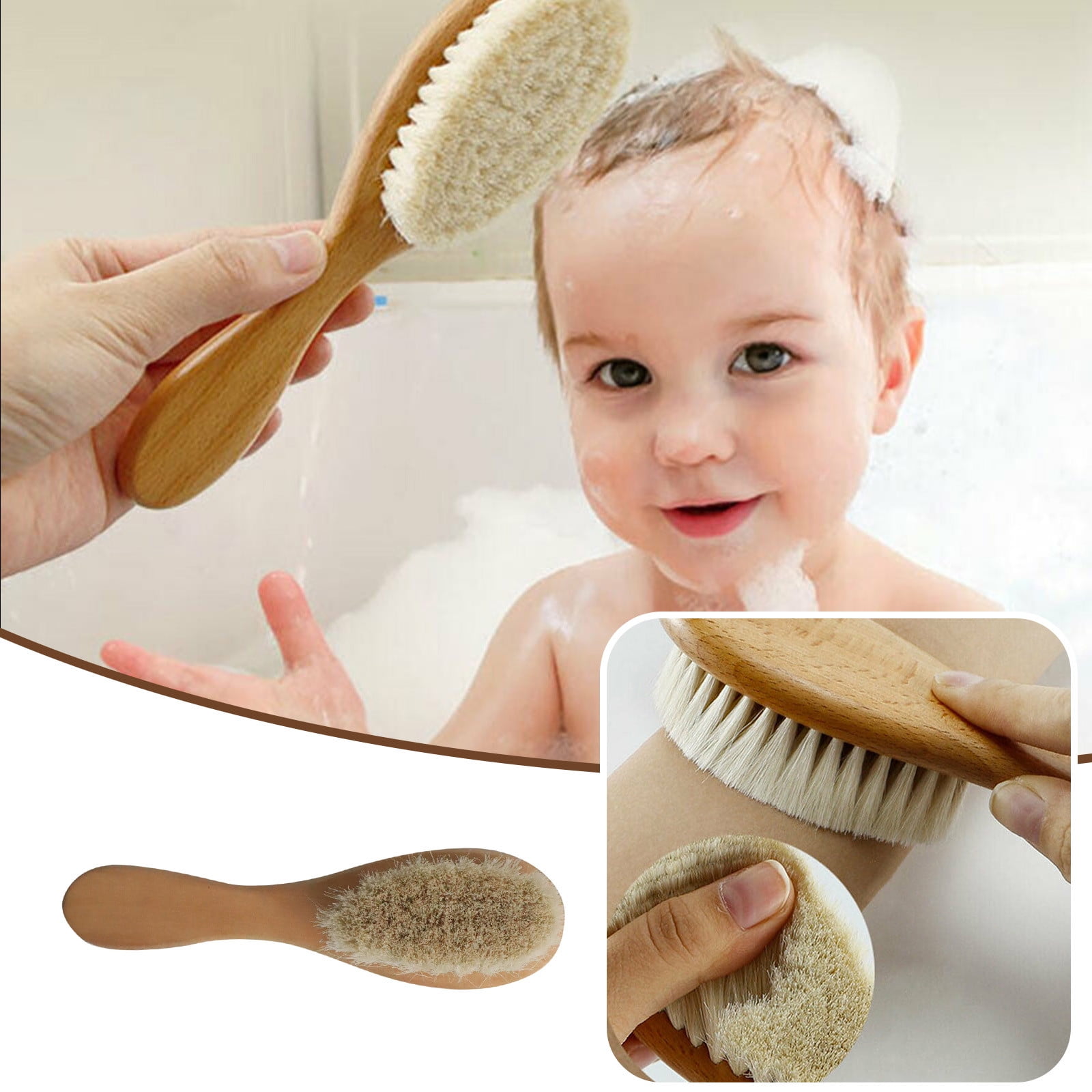 Natural Baby Hair Brush Set - Wooden Hairbrush for Toddler Care - Soft ...