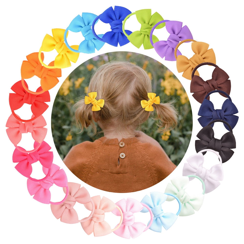 Baby Hair Ties With Bows - 40PCS Small Elastic Hair Ties For Girls ...
