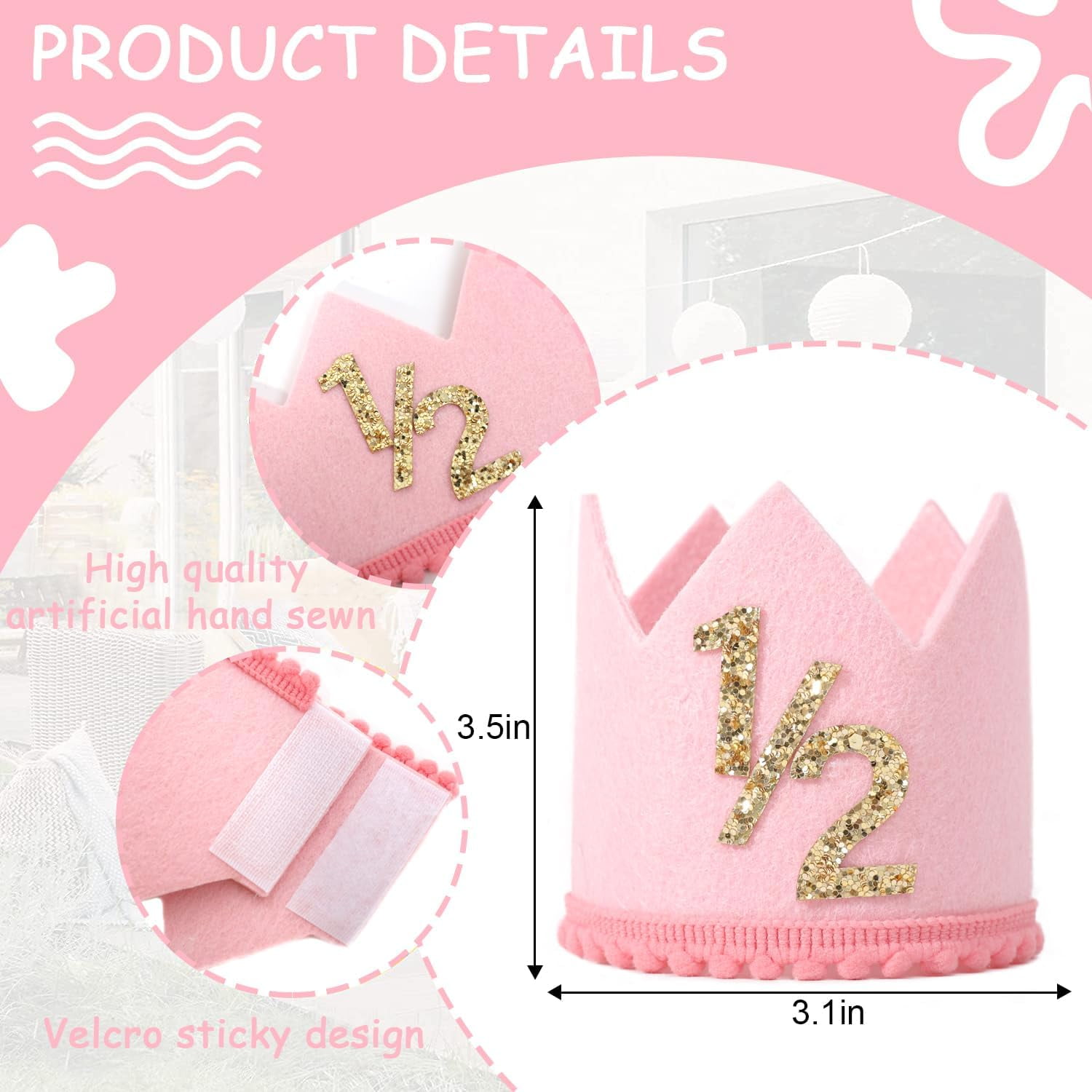 Baby Half Birthday Crown - 1/2 Birthday Hat, Crown For Half Birthday ...