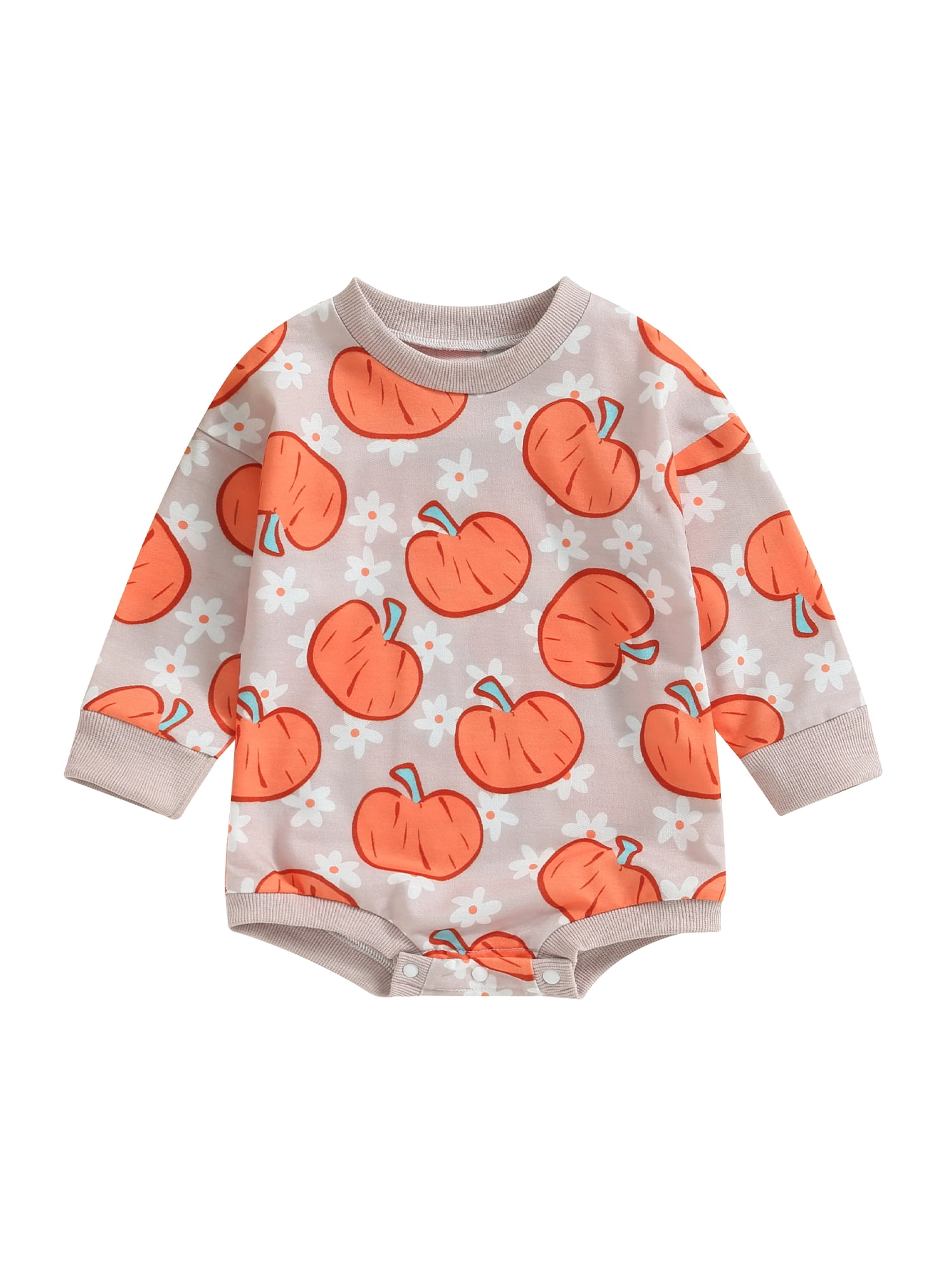 Baby Halloween Romper Long Sleeve Cartoon Pumpkin Print Bodysuit - Walmart.com