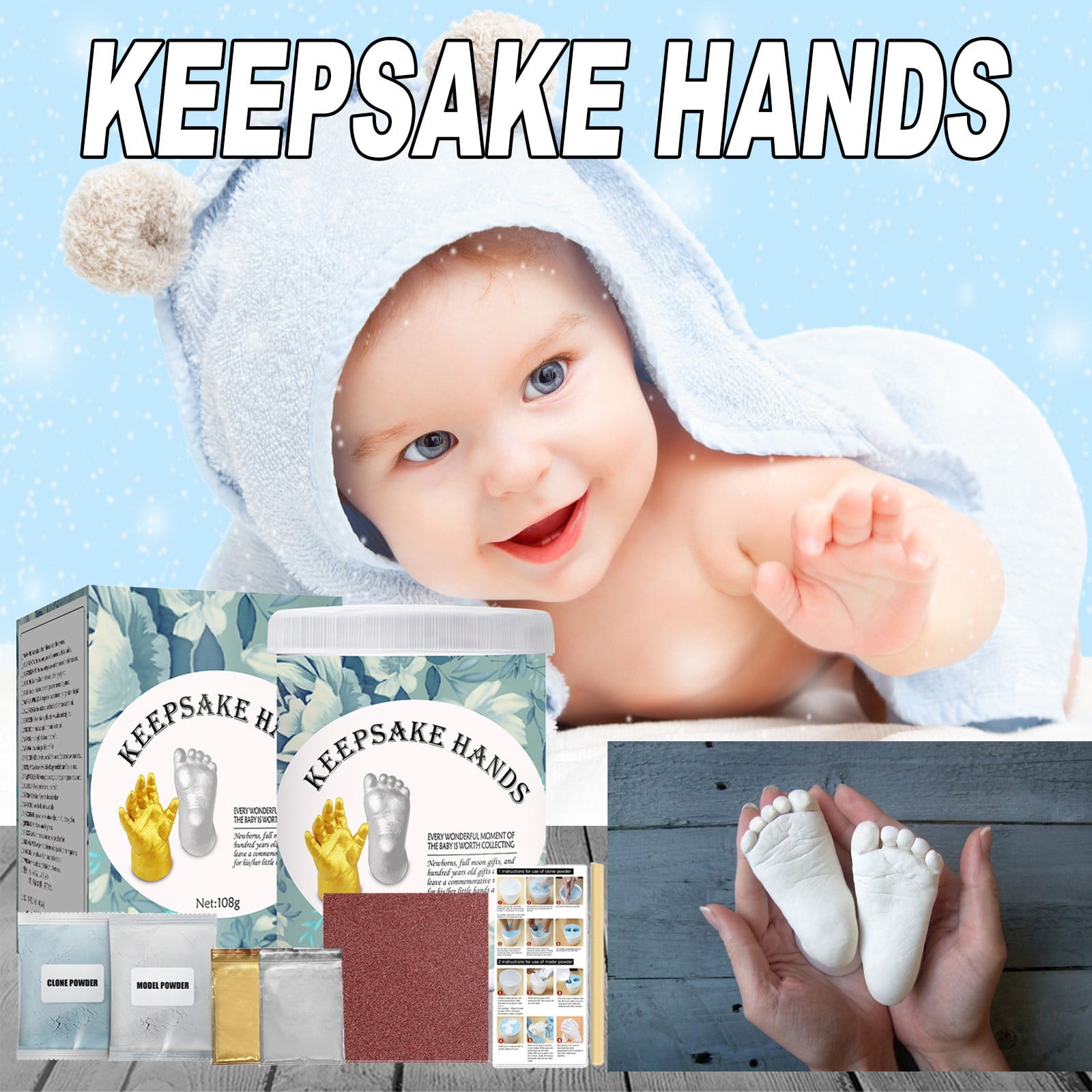 Baby Hand Foot Print 3D Clone Model Kit Keepsake Memory DIY Art Craft ...