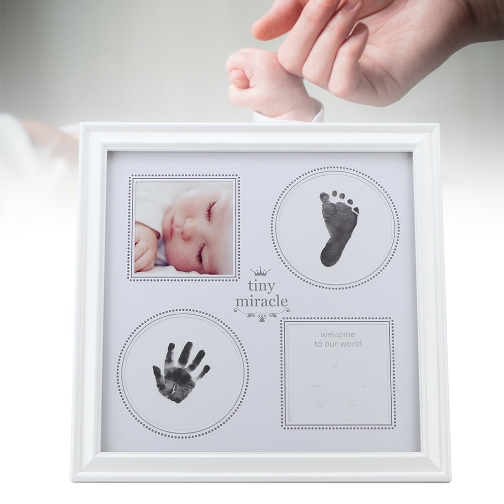 Baby Hand & Foot Print Clay Cast Kit & 2 Photo Picture Frame ...