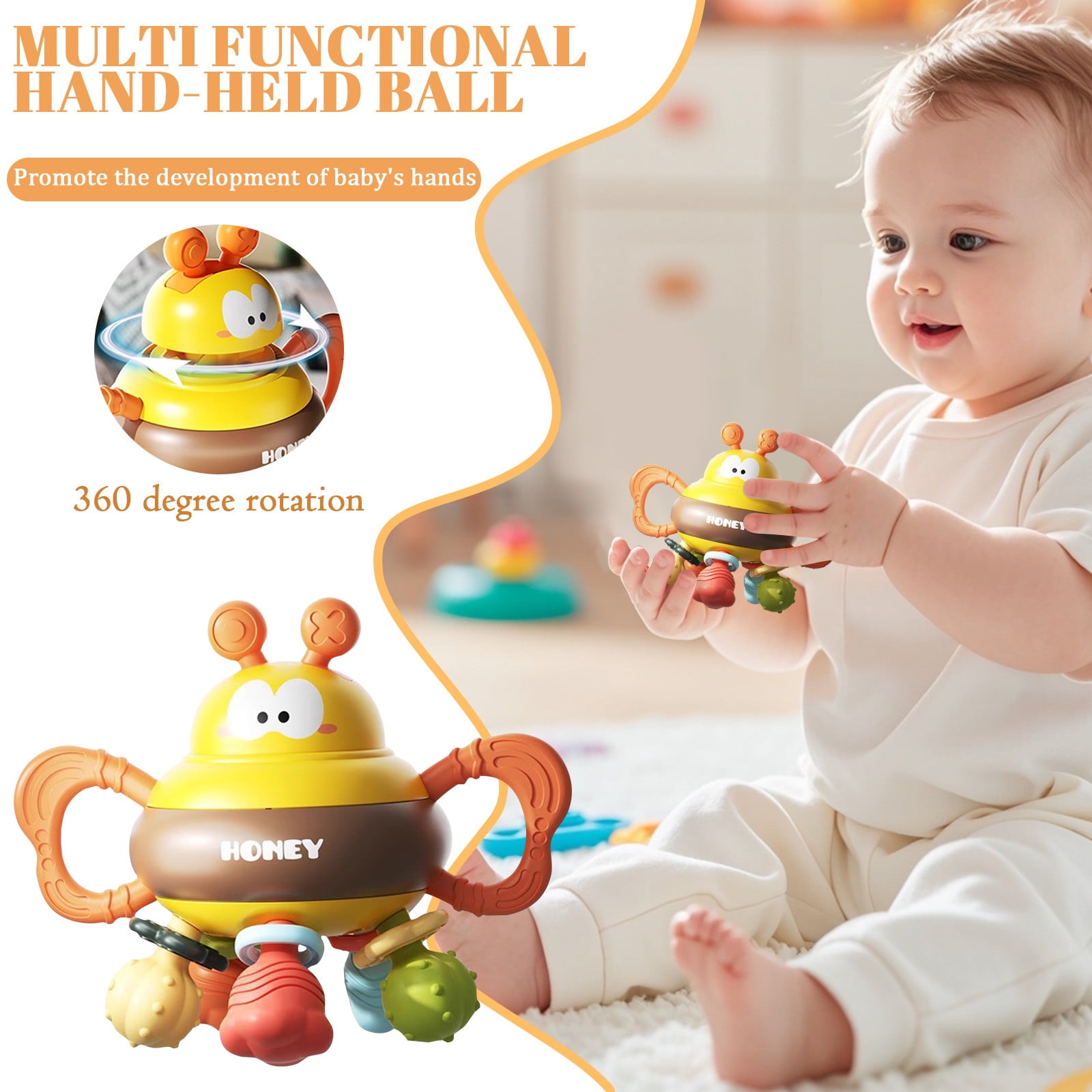 Baby Hand Held Ball Multi Functional 360 Degree Rotation Developmental ...