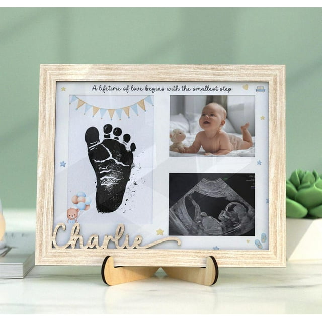 Baby Handprint & Footprint Keepsake Photo Frame Kit with Ink Pad ...