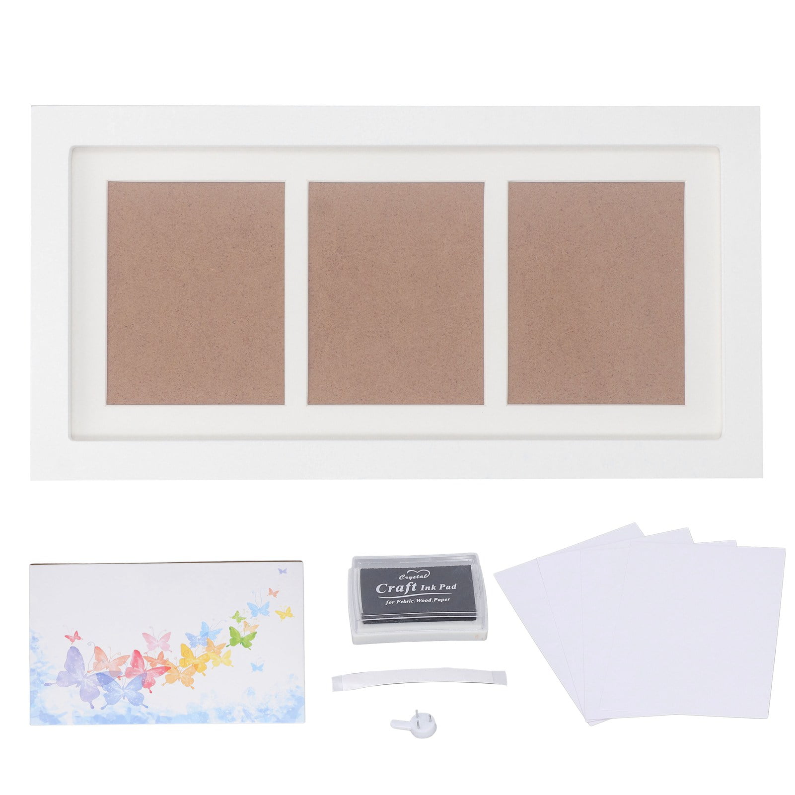 Baby Handprint Footprint Kit White Frame Black Ordinary Ink 3 Grids DIY ...