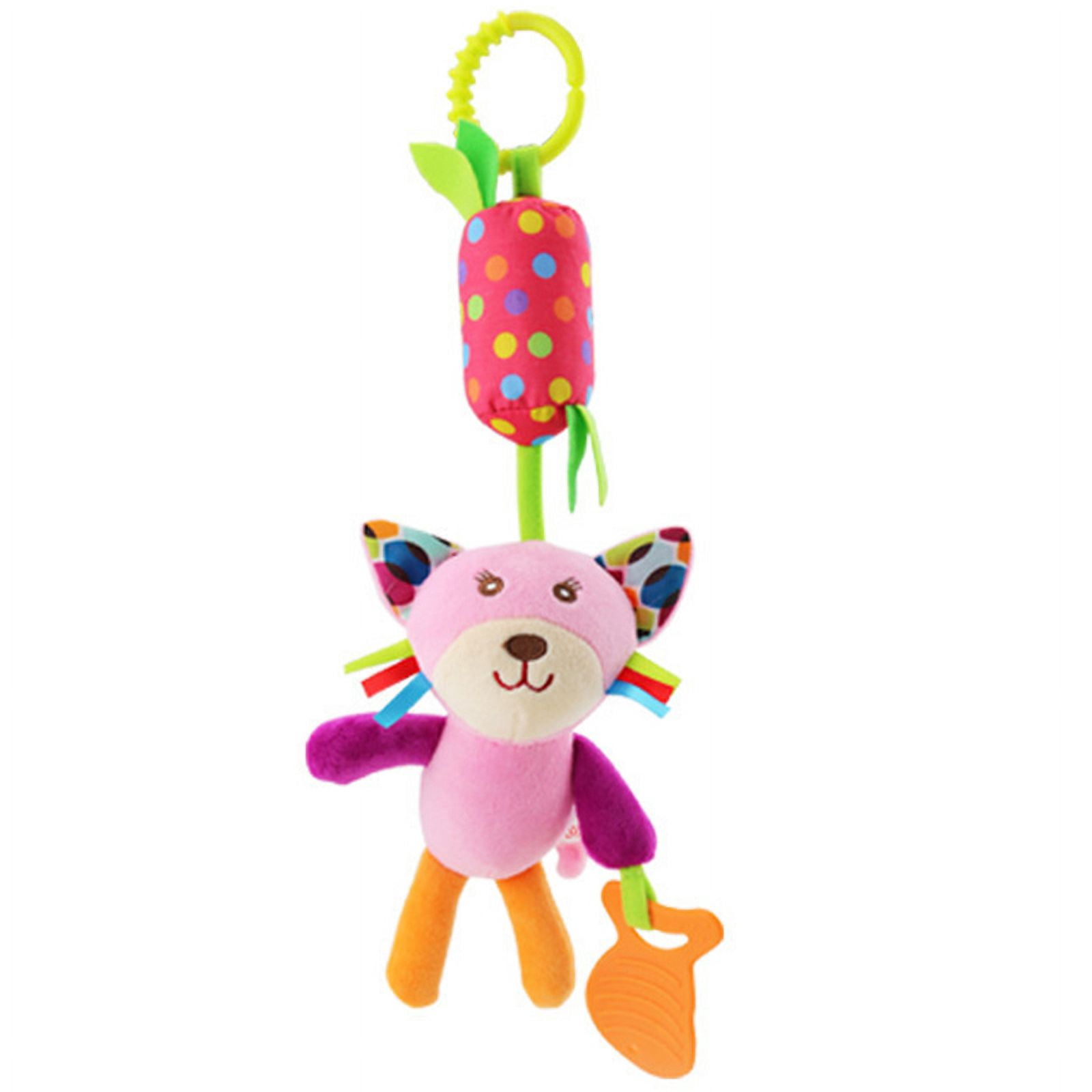 Baby Hanging Rattles Soft Sensory Learning Toy Plush Animals Stroller ...