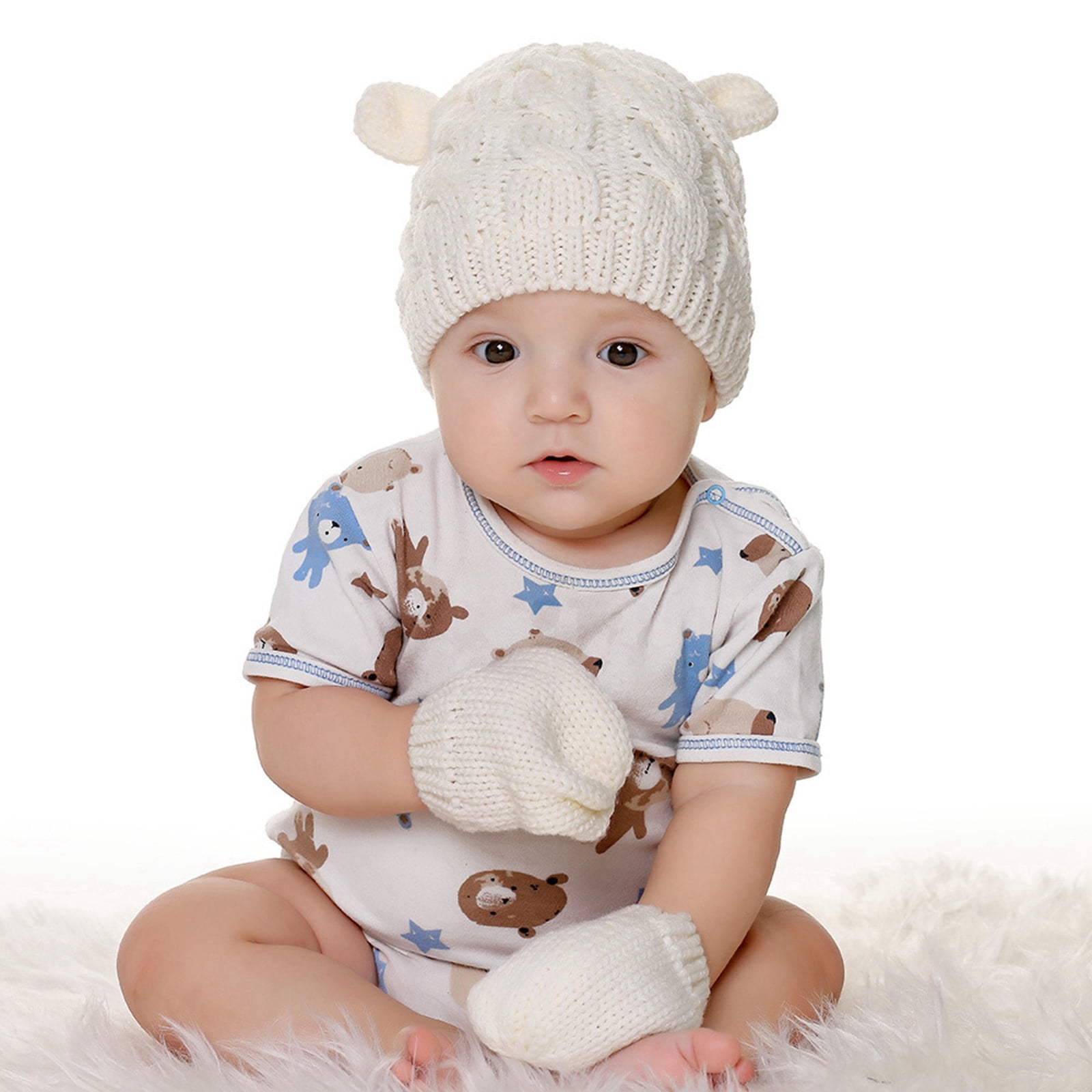Baby Hat Set Knit Accessories for Featuring Adorable Ear Design for ...