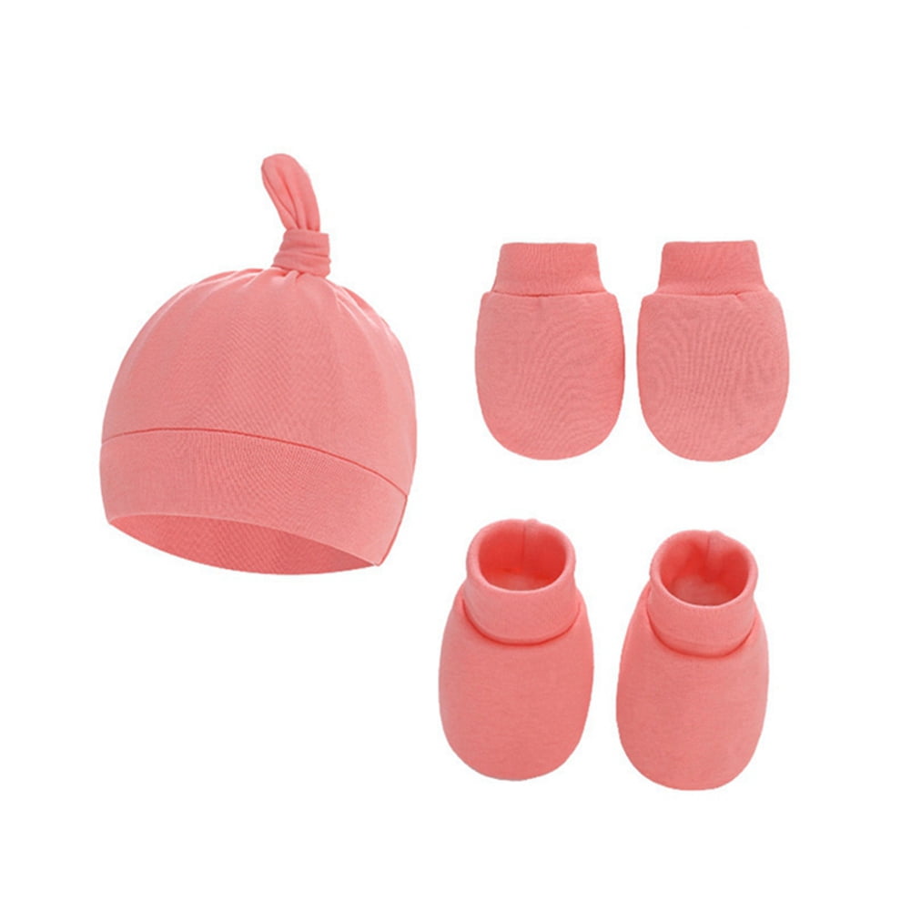 Baby Hat and Mittens Gloves Foot Cover Set Newborn Baby Hats Caps for ...
