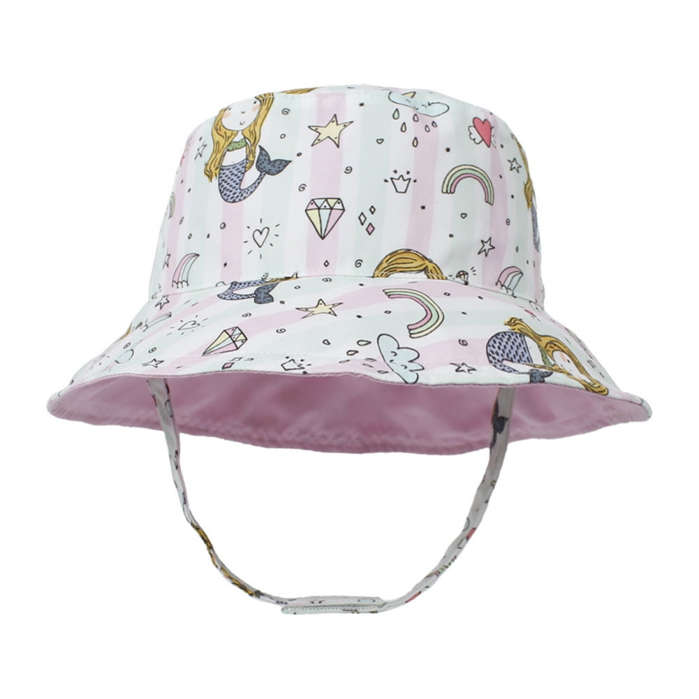 Baby Hats Kids Bucket Double Sided Caps Adjustable Girl Revesible Sun ...