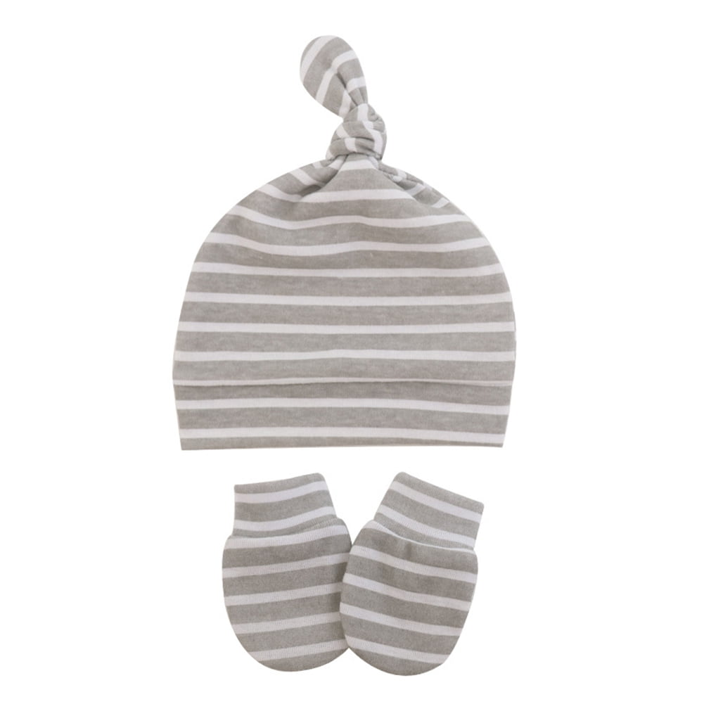 Baby Hats and Mittens Infant Cotton Beanie Gloves No Scratch Set ...