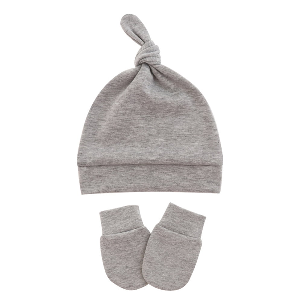 Baby Hats and Mittens Infant Cotton Beanie Gloves No Scratch Set ...
