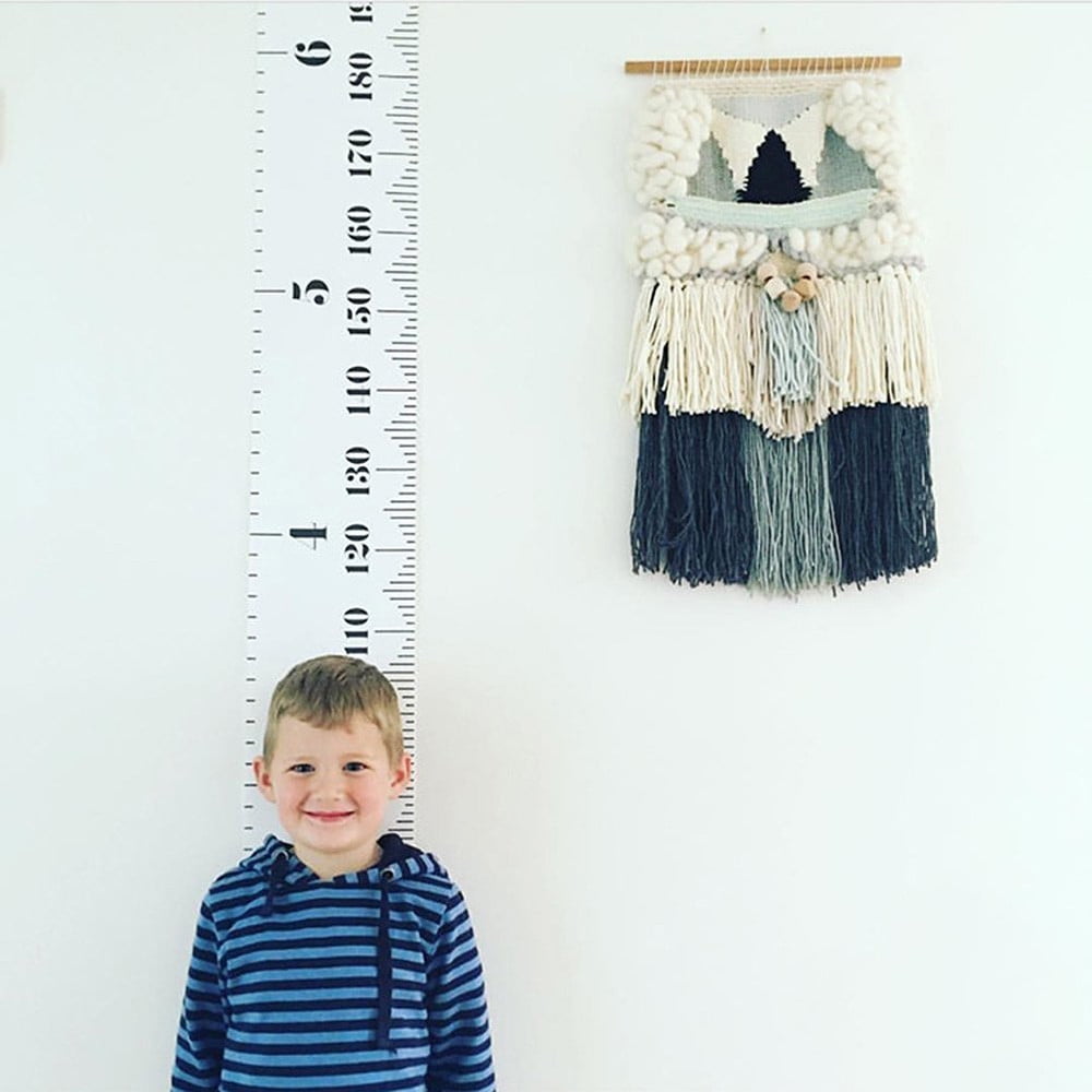 Baby Height Growth Chart Hanging Rulers Kids Room Wall Wood Frame Home ...