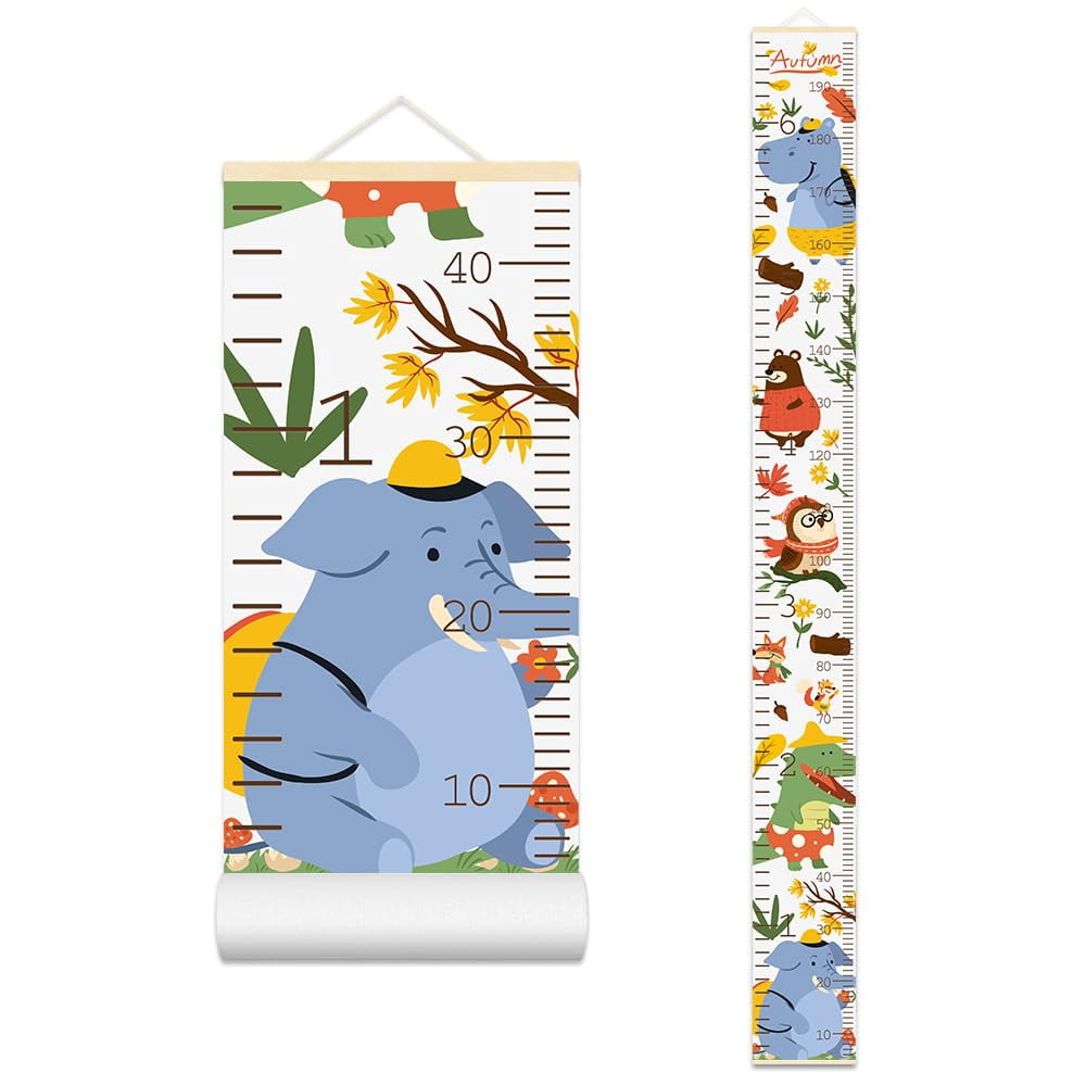 Baby Height Growth Chart Wall Cartoon Animal Wooden Ruler Growth Chart ...