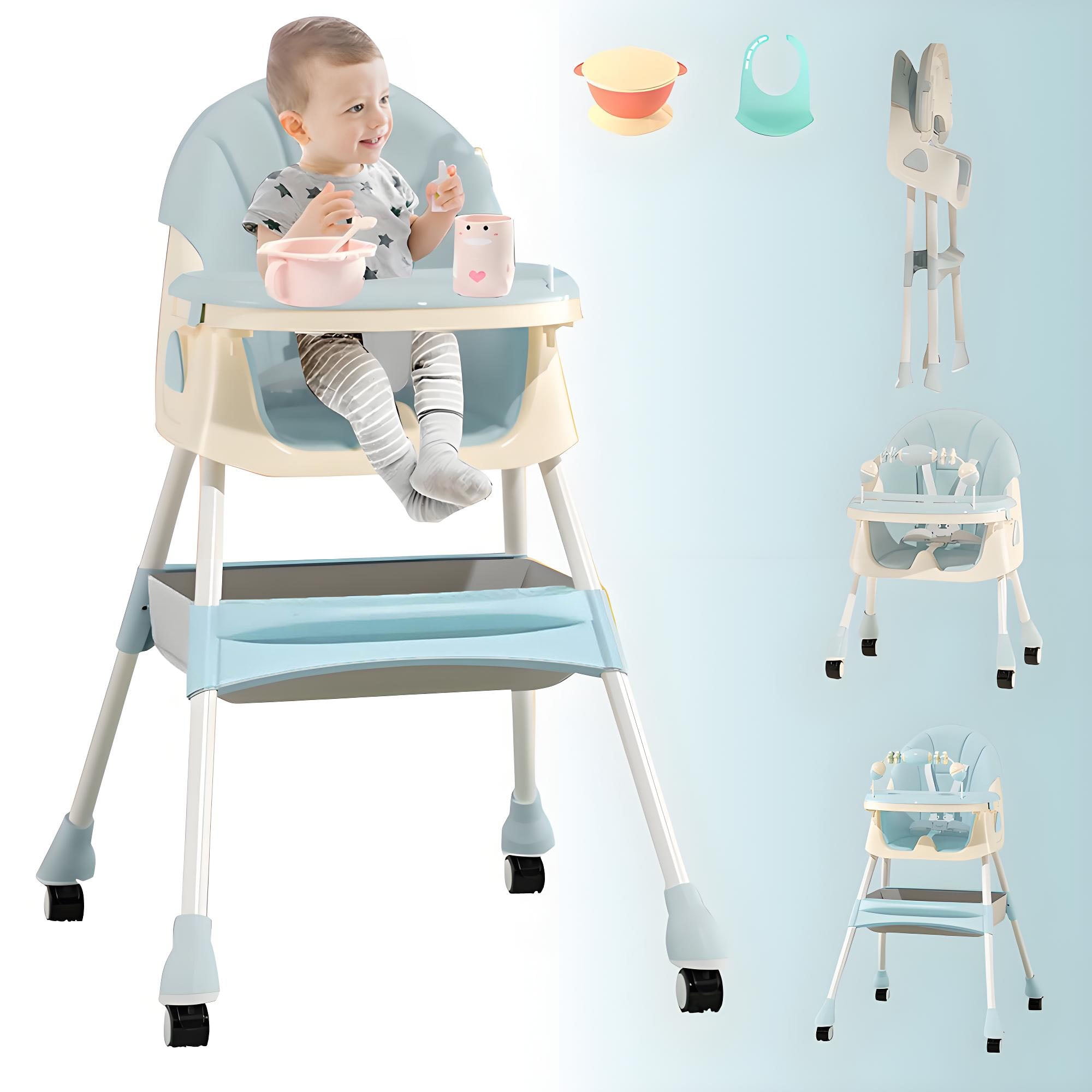 YYW 4-in-1 Baby High Chair, Foldable Infant Feeding Highchair with ...