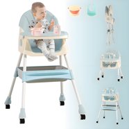 4-in-1 Baby Highchair, Adjustable Toddler Feeding Table with 5-Point ...