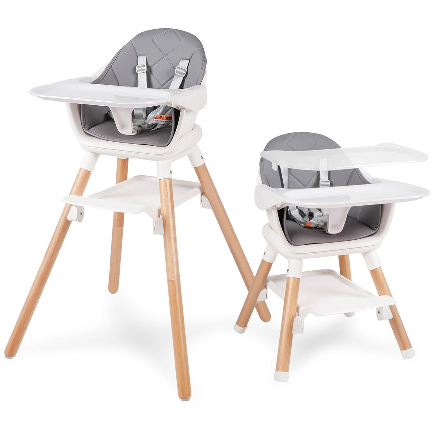 Baby High Chair, 6 in 1 Convertible Wooden High Chairs for Babies and ...