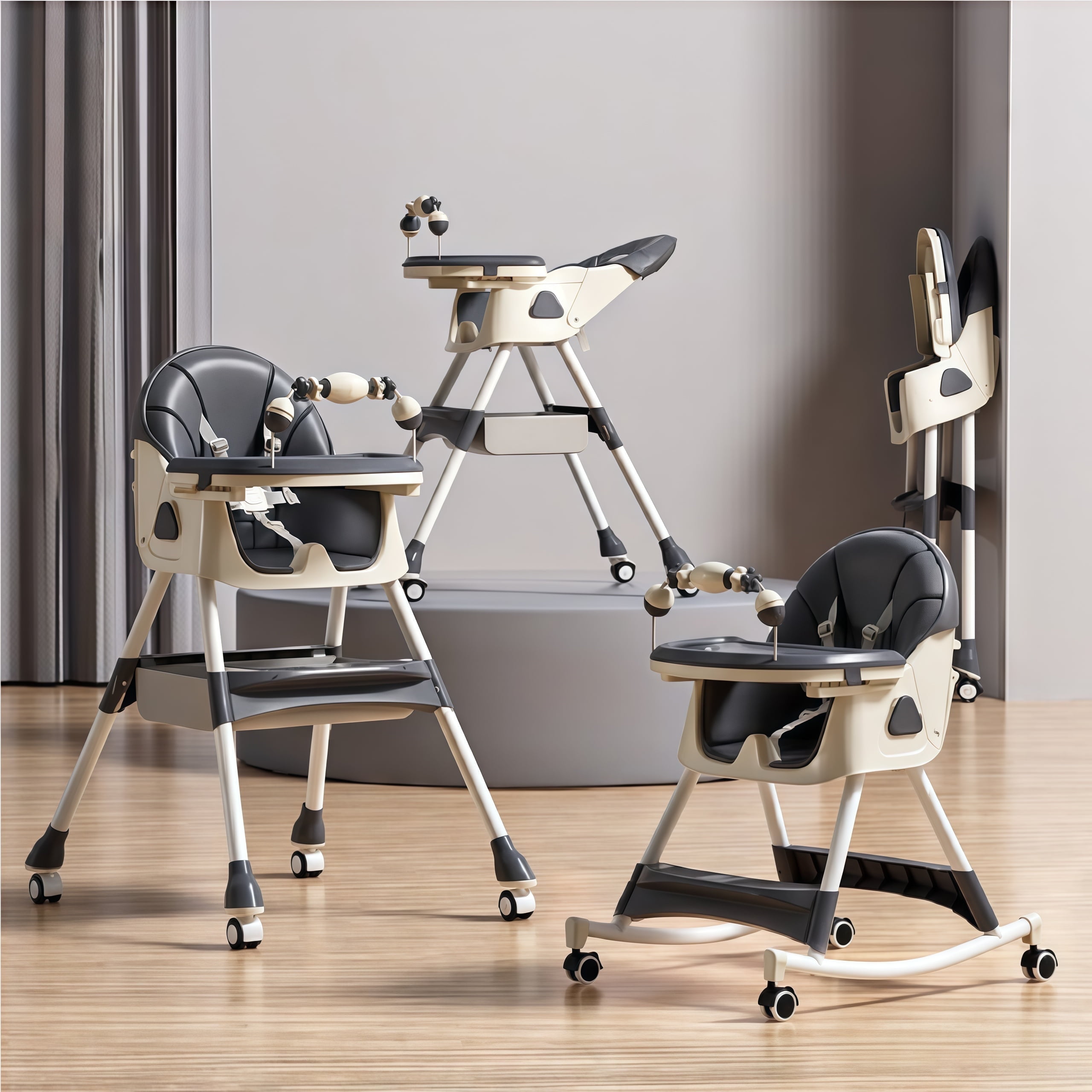 Baby High Chair & Rocking Chair & Baby scooter & Feeding Chair with Toy ...
