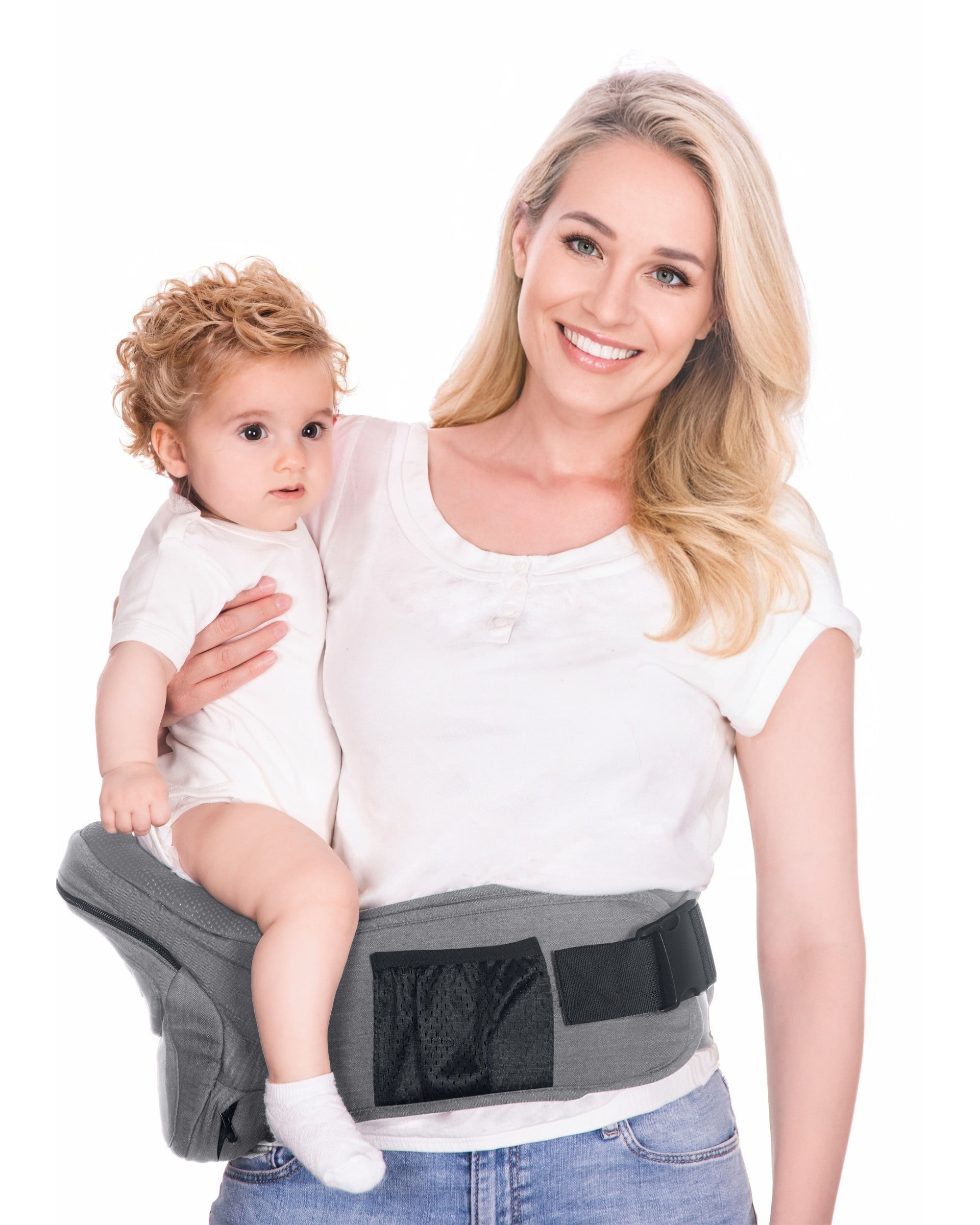 Tiny Trendz Baby Hip Carrier Safe-Certified with Extender Upto Toddlers 44lbs,Unisex (Grey ...