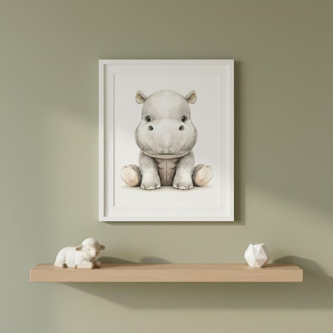 Baby Hippo Nursery Poster, Watercolour Safari Animal Wall Art, Unframed ...
