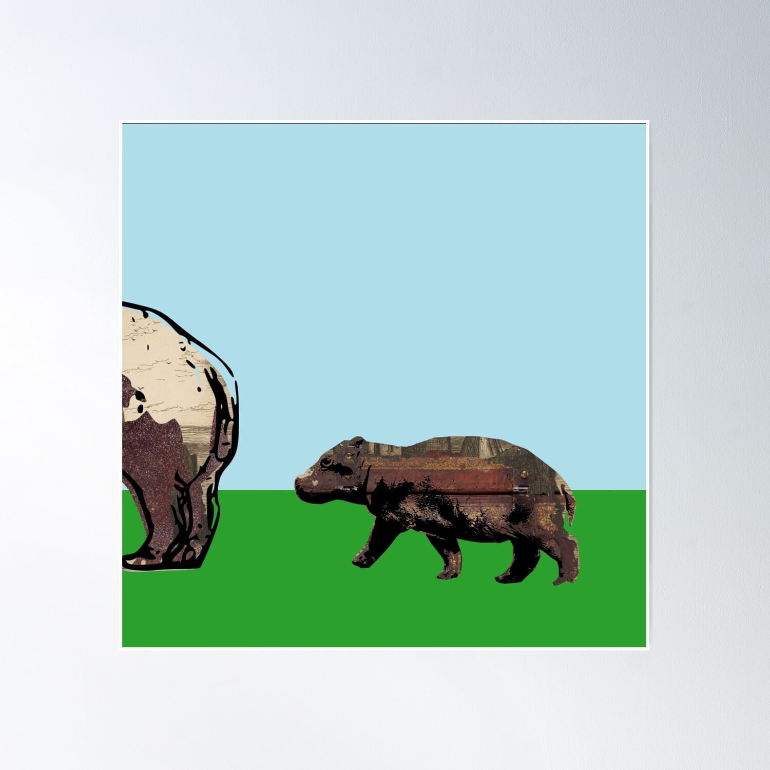 Baby Hippo Poster Wall Art, Modern Wall Decor, 30x30 UNFRAMED - Walmart.com