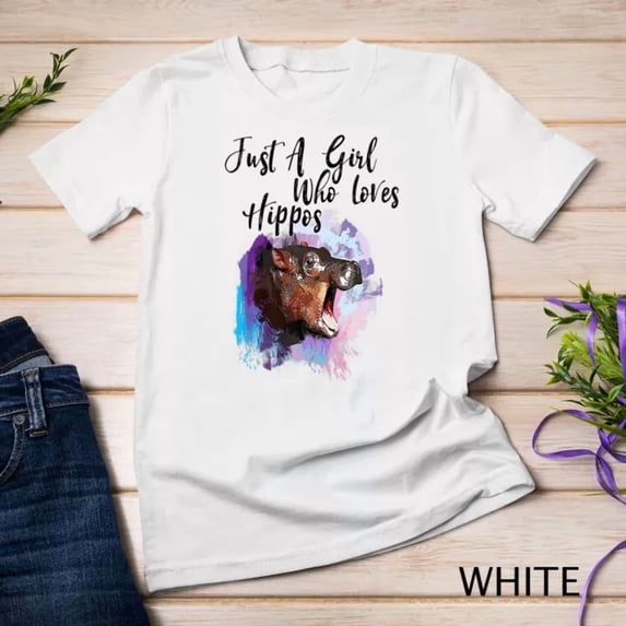 Baby Hippo Watercolor Tee Girl Who Loves Hippos Unisex S-5XL T-Shirt ...