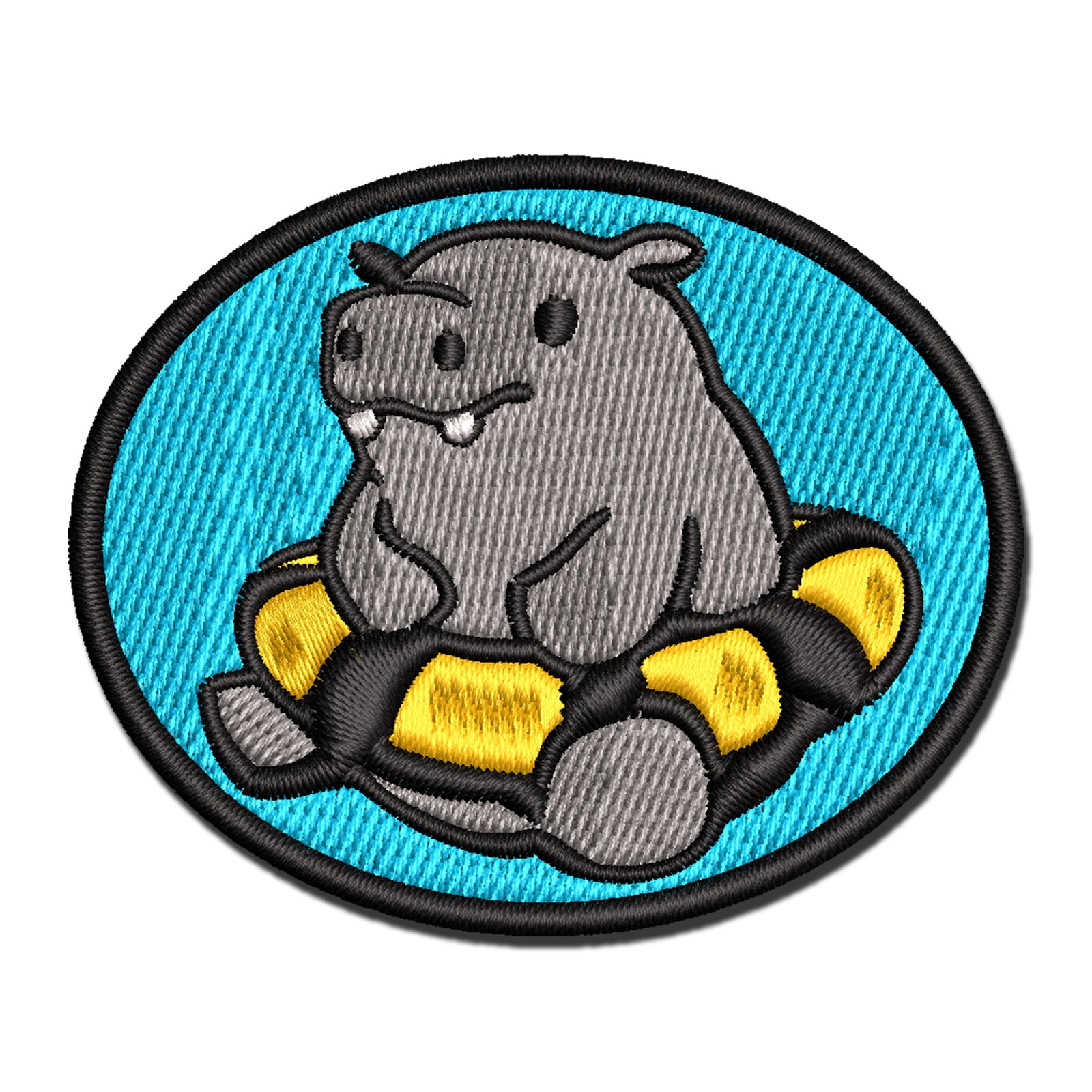 Baby Hippo in Swimming Tube Applique Multi-Color Embroidered Hook ...