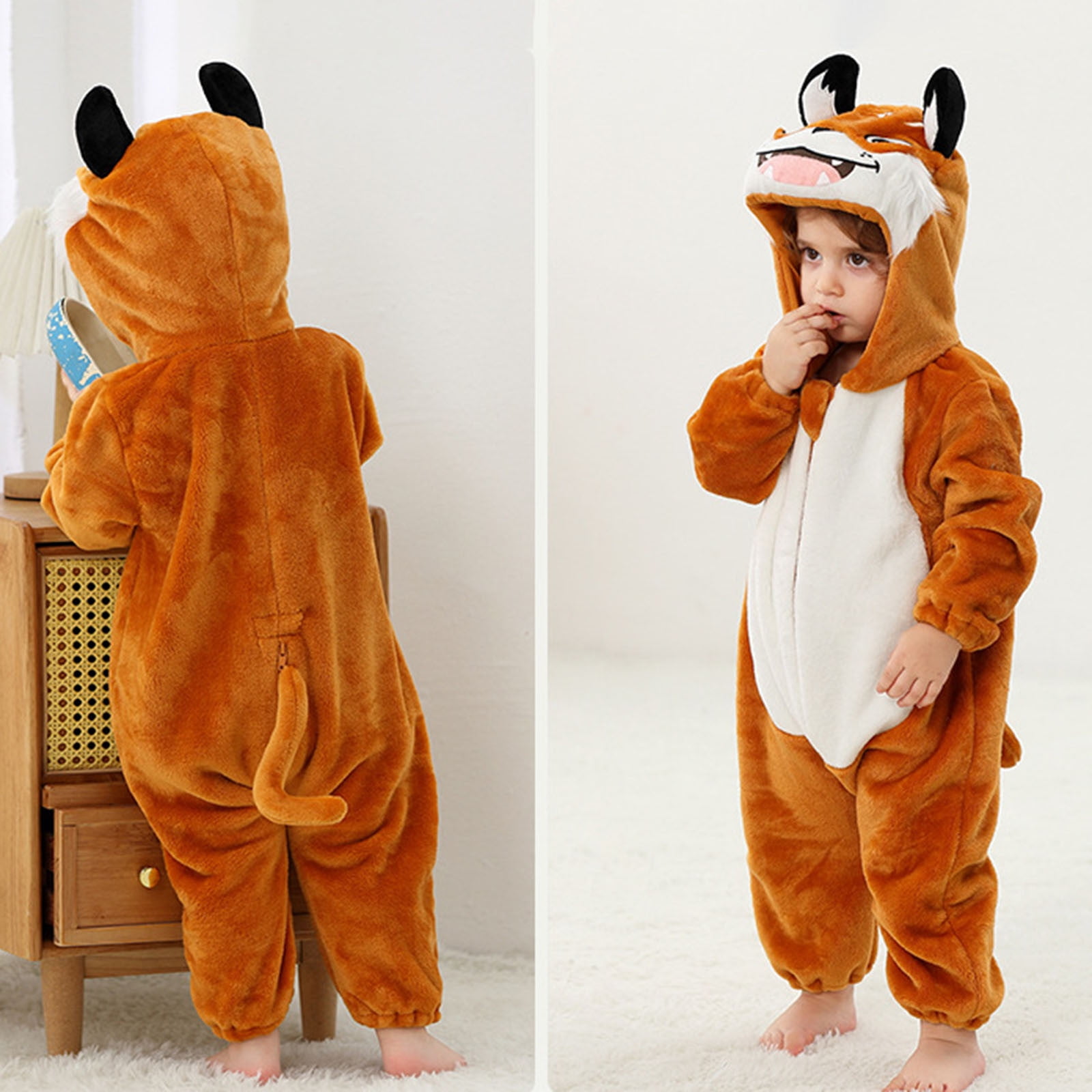 Baby Hooded Clothes Animal Outfitss Long Sleeve Romper Baby Christmas ...