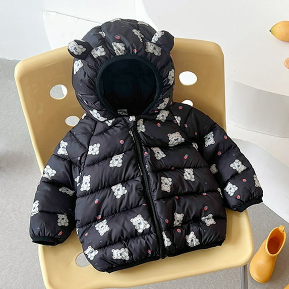 Baby Hooded Padded Winter Coat – Adorable Animal Ear Design Warm Jacket ...