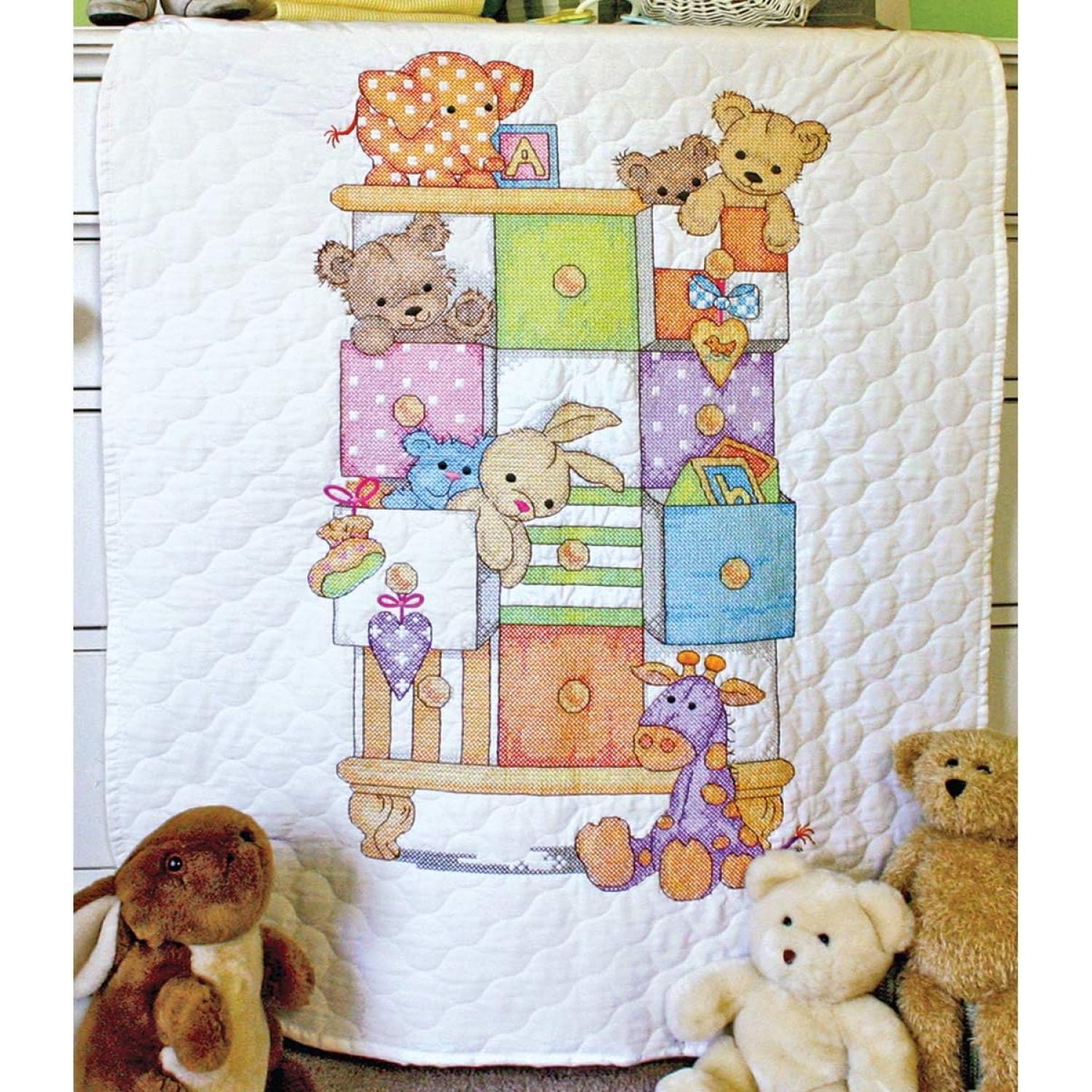 Baby Hugs Quilt Stamped Cross Stitch Kit 34inX43in-Baby Drawers ...
