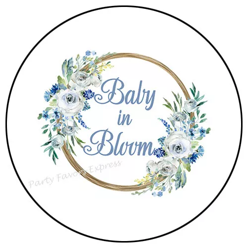 Baby In Bloom Boy Blue Sticker Party Favors Sticker Envelope Seals ...