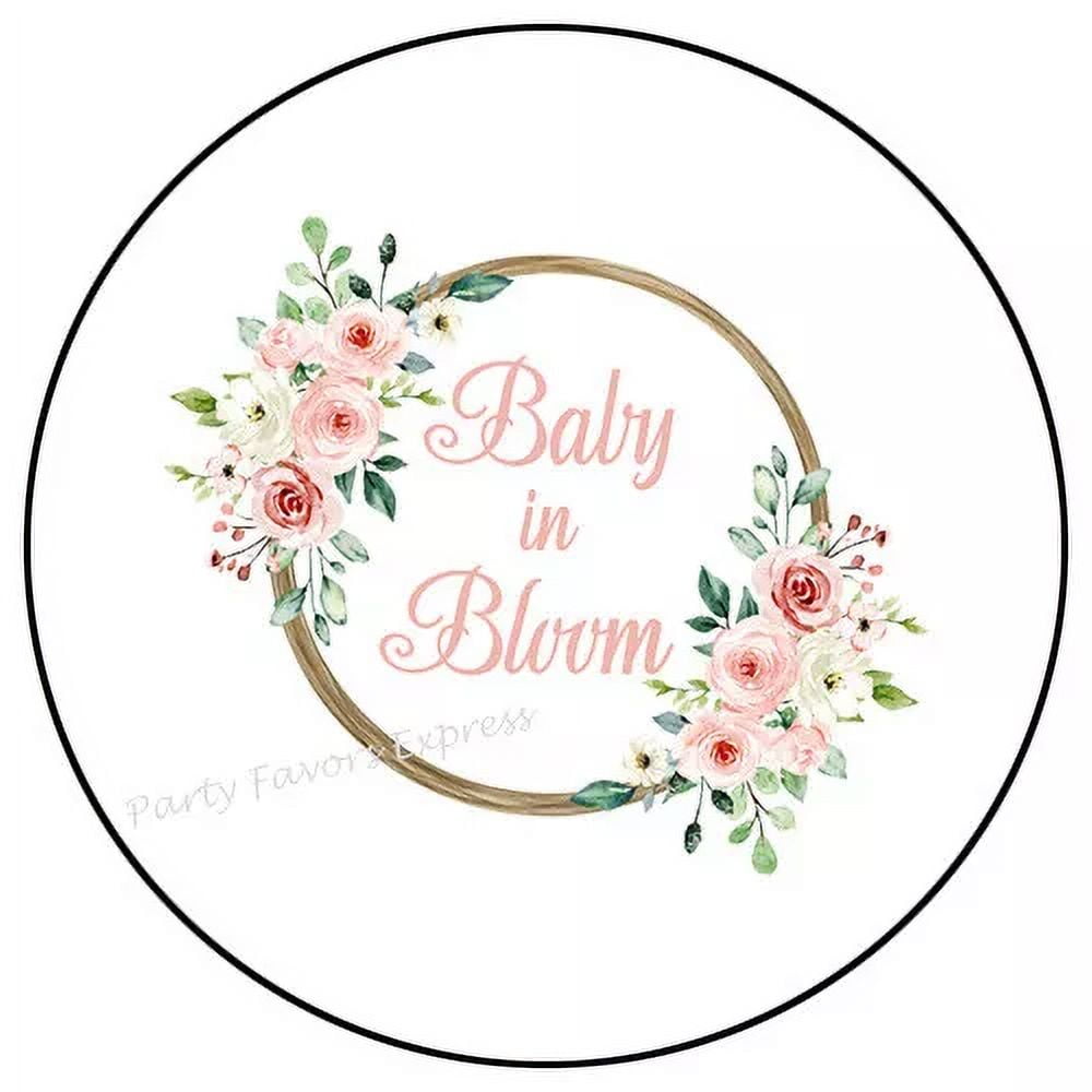 Baby In Bloom Girl Pink Sticker Party Favors Sticker Envelope Seals ...