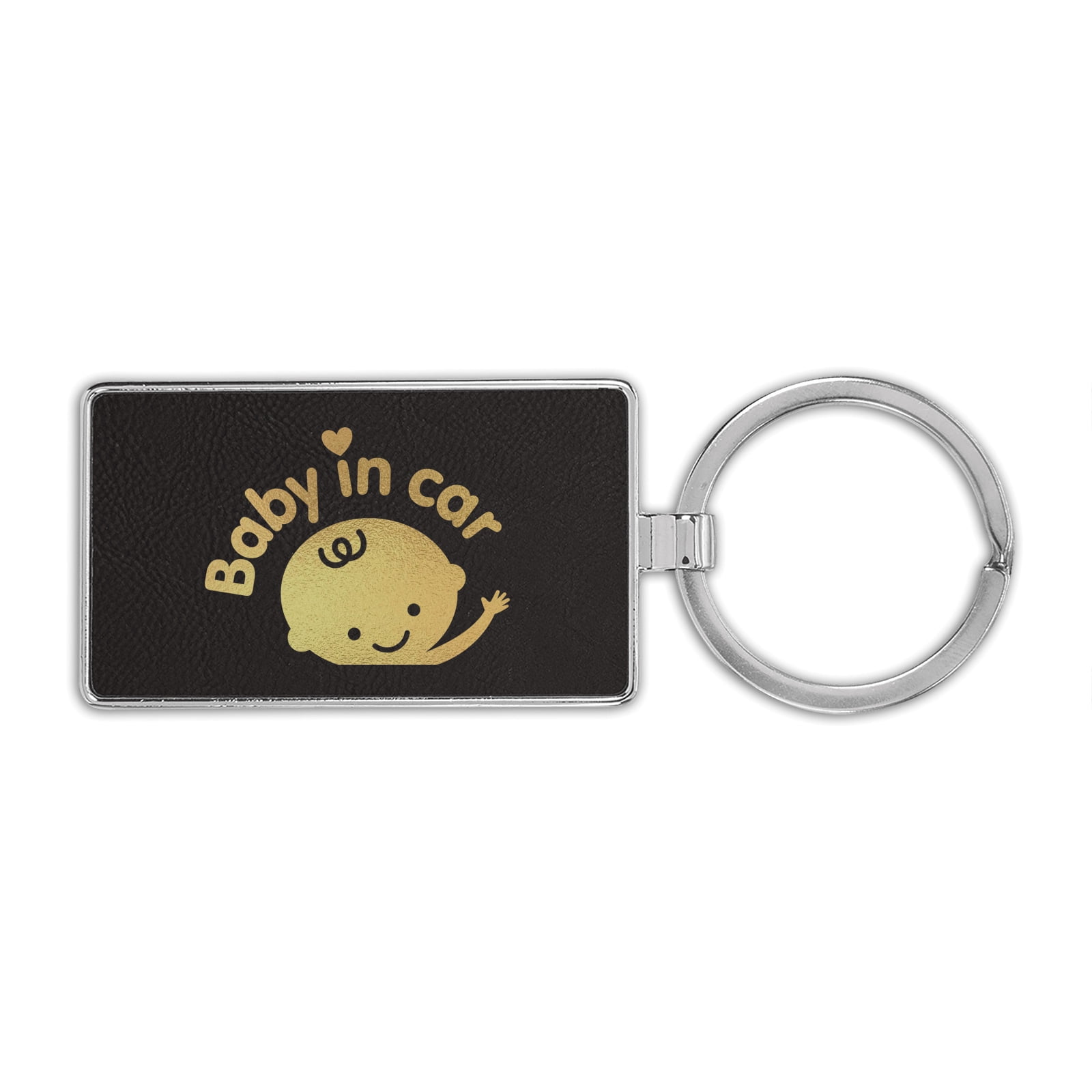 Baby In Car Premium Leatherette Keychain on board kids family safety ...