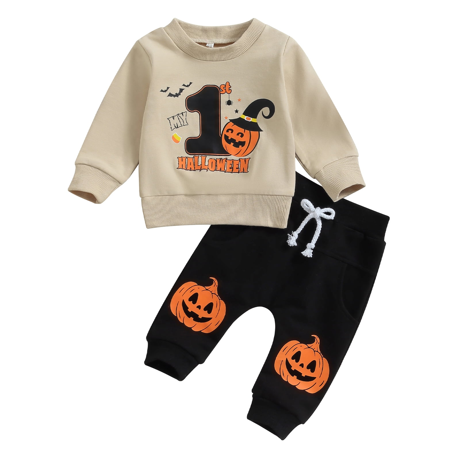 Chengji Chengchuan Baby Boy's First Halloween Outfit, Toddler Pumpkin Sweatshirt Pants Set, Gift ...