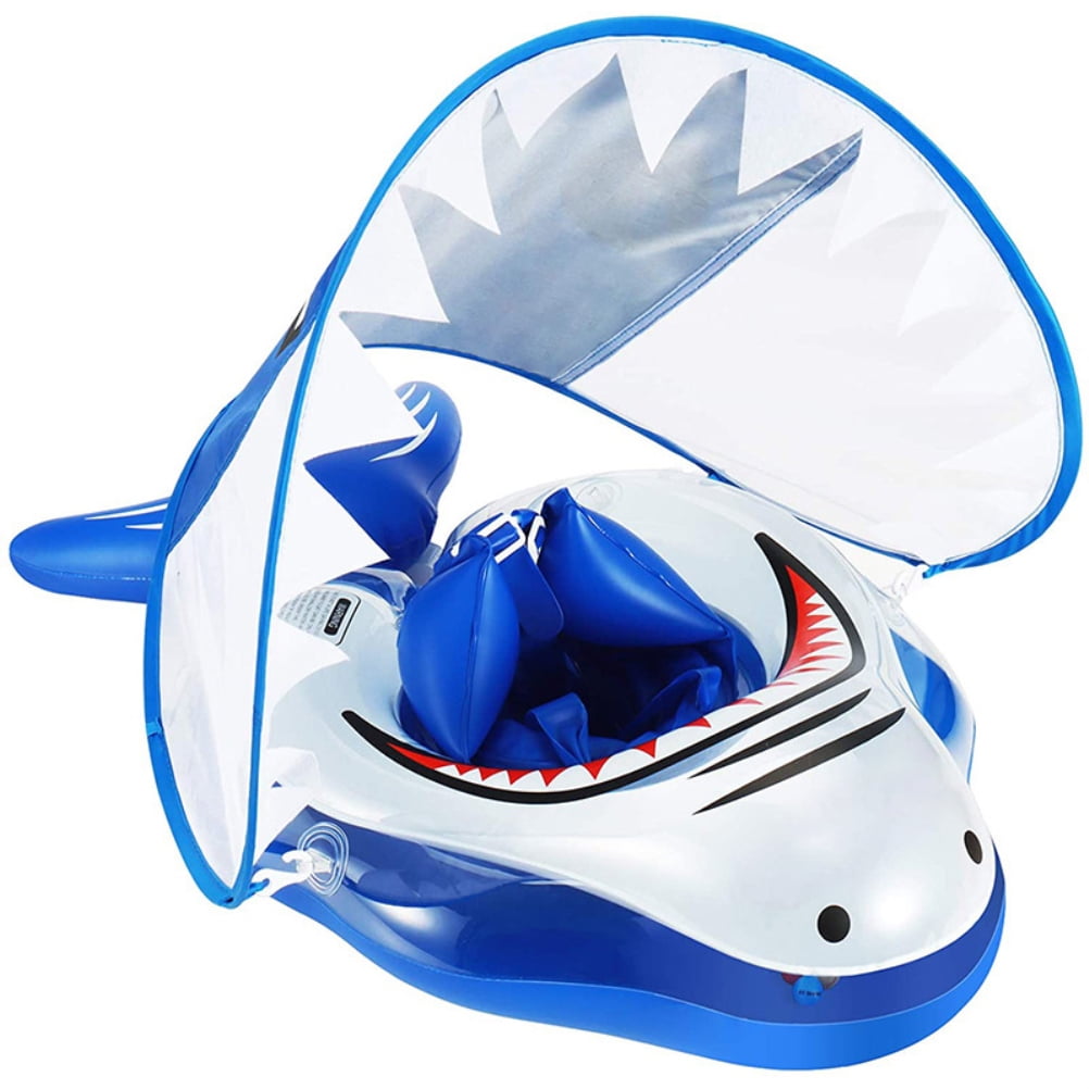 Baby Inflatable Pool Float Cartoon Shark Baby Swim Float with Removable ...