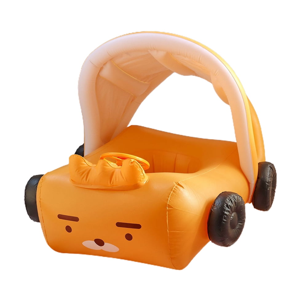 Baby Inflatable Pool Float with Canopy Cartoon Car Shaped Babies Swim ...