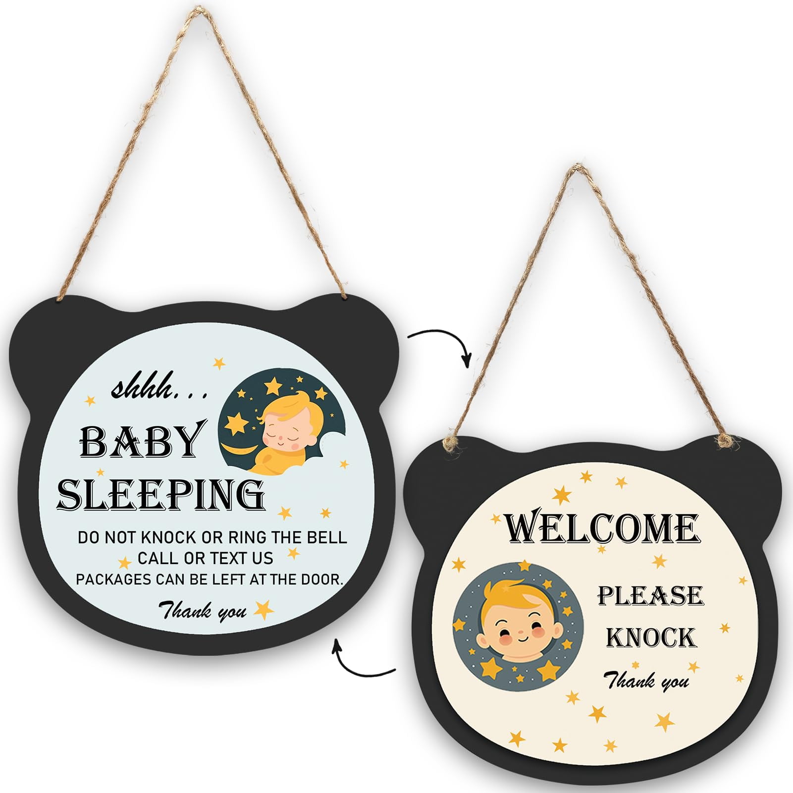 Baby Is Sleeping Sign, Shh Baby Sleeping Sign for Front Door,Wooden ...