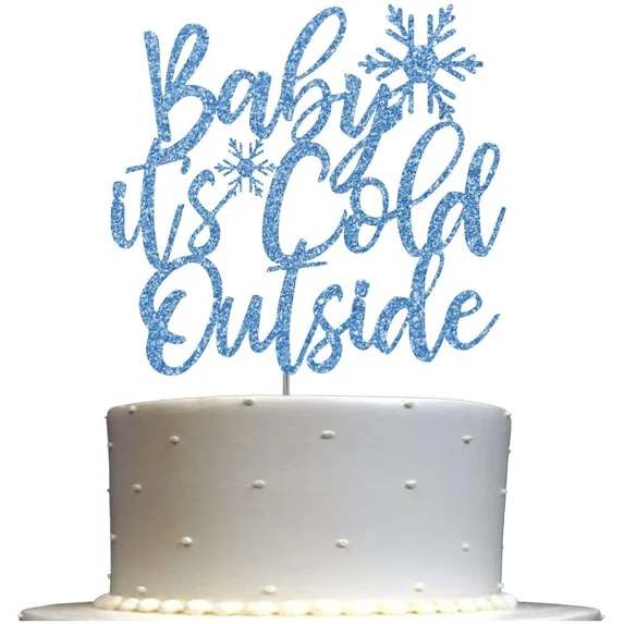 Baby It’S Cold Outside Cake Topper Blue Glitter, Baby Shower Party ...